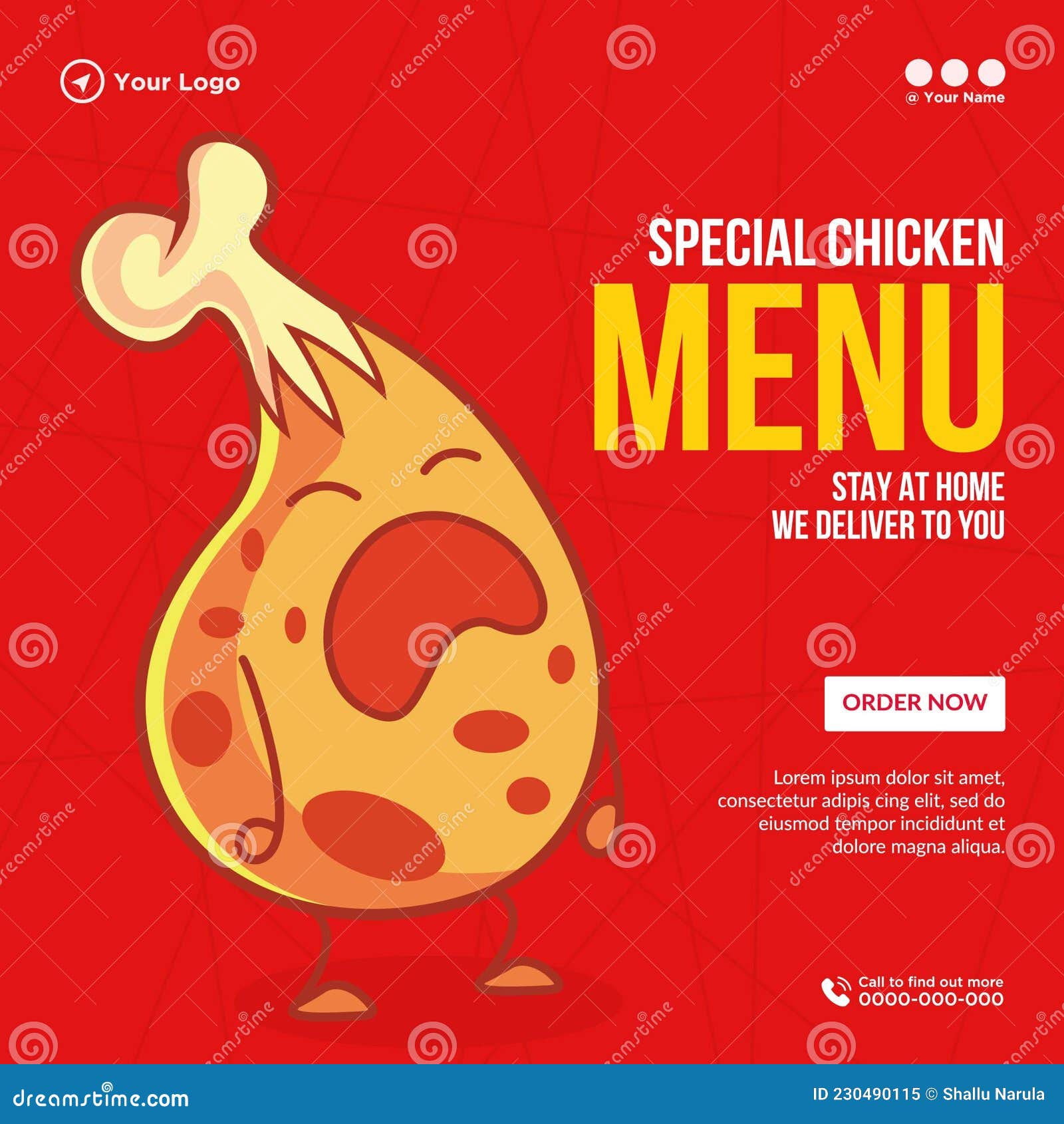 Banner Design of Special Chicken Menu Stock Vector - Illustration of ...