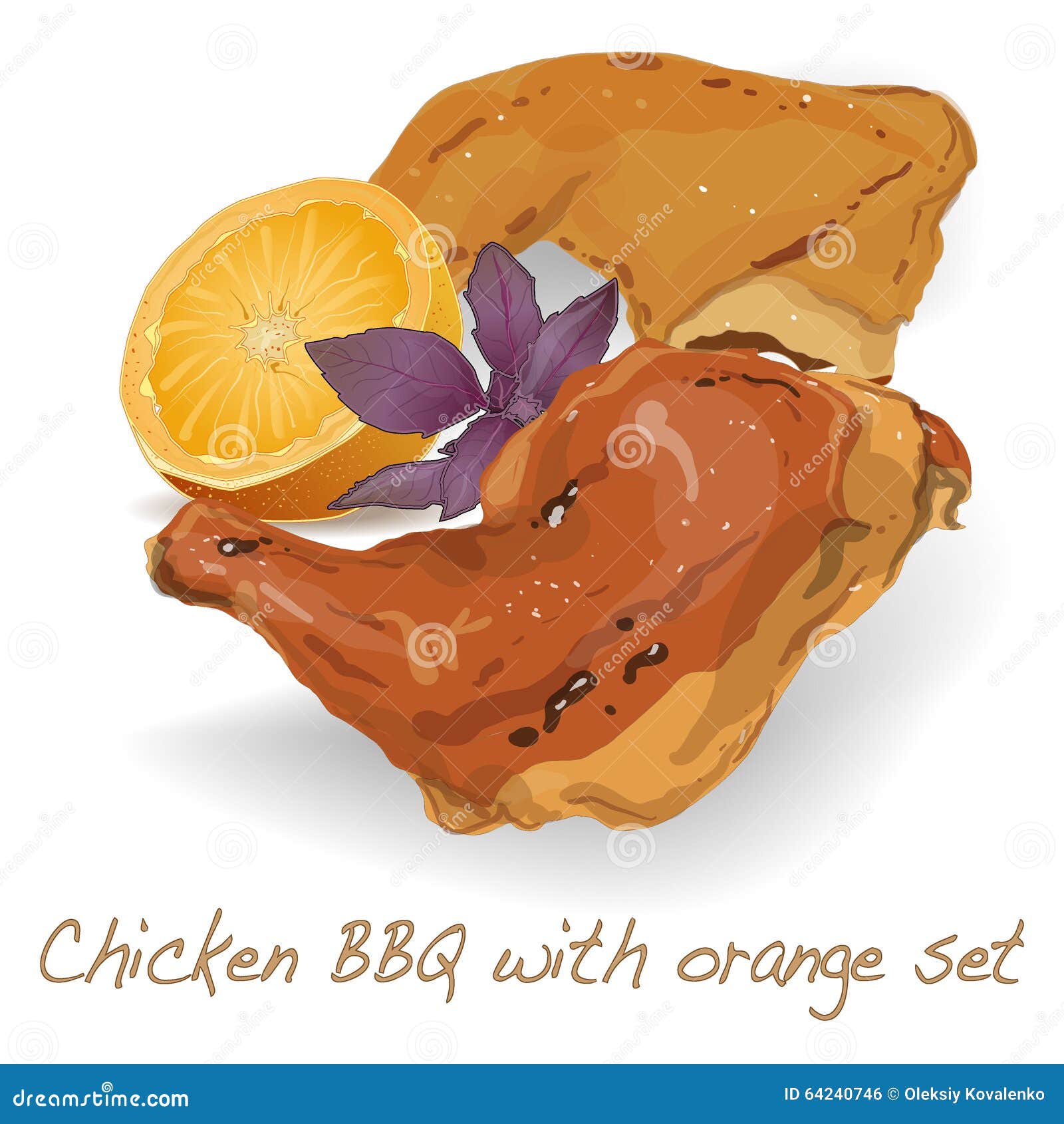 Chicken Leg Quarters BBQ stock vector. Illustration of flames - 64240746