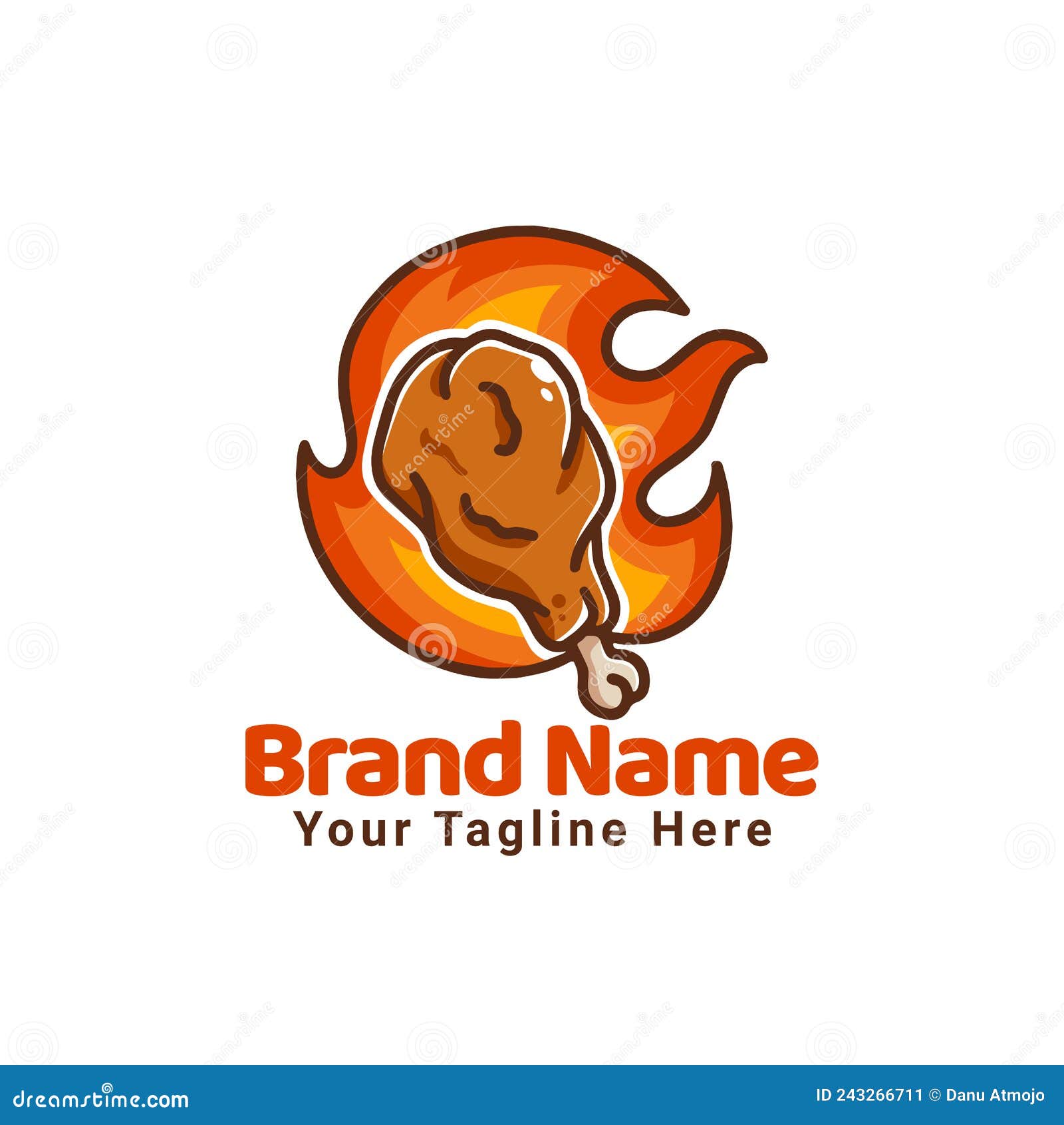 Chicken Leg Spicy Taste with Fire Illustration Logo Stock Vector ...