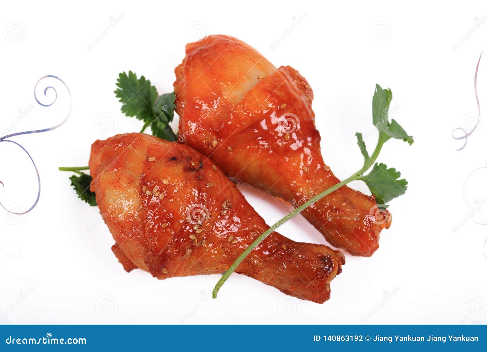 Chicken leg two. stock photo. Image of onion, meat, drumsticks - 140863192