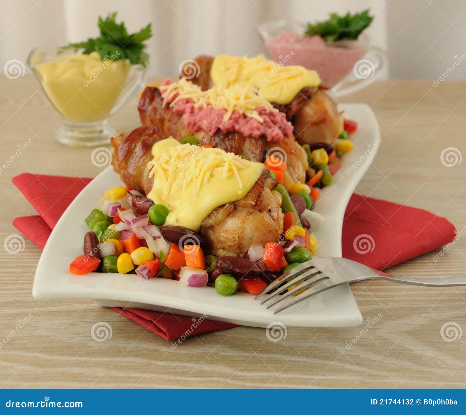 Chicken Leg Wrapped in Bacon Stock Photo - Image of dish, natural: 21744132