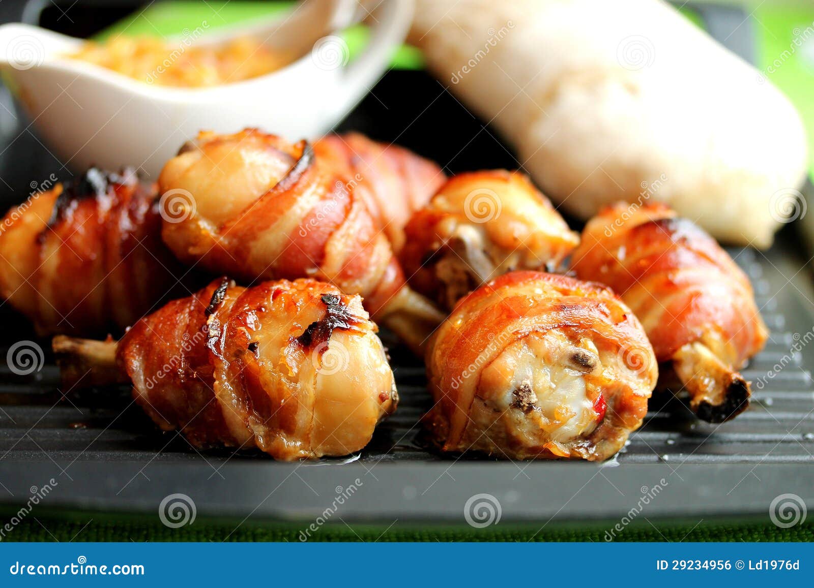 Chicken legs in bacon. stock photo. Image of gourmet - 29234956
