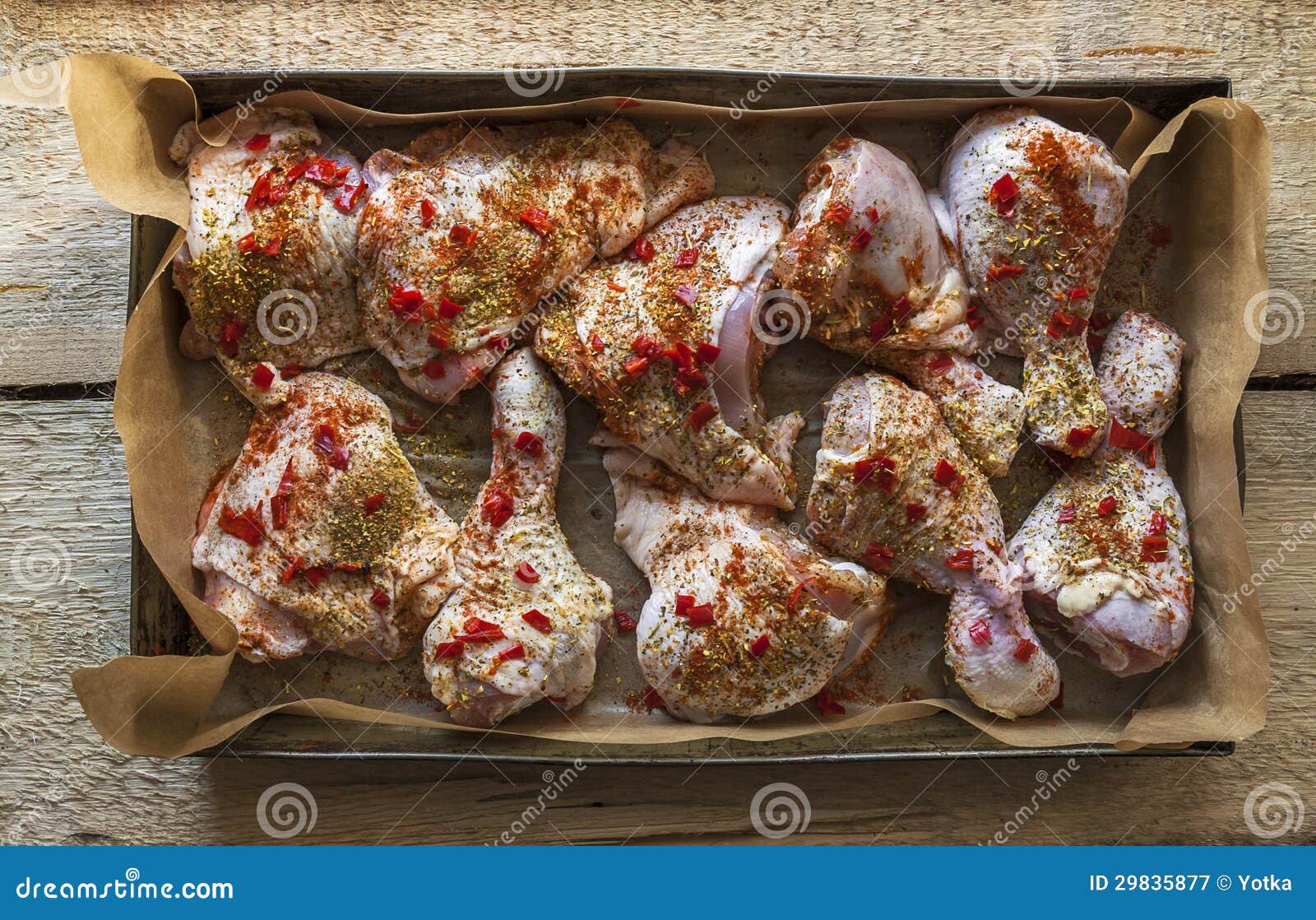 Chicken Legs Ready for Baking Mold Stock Image - Image of table ...