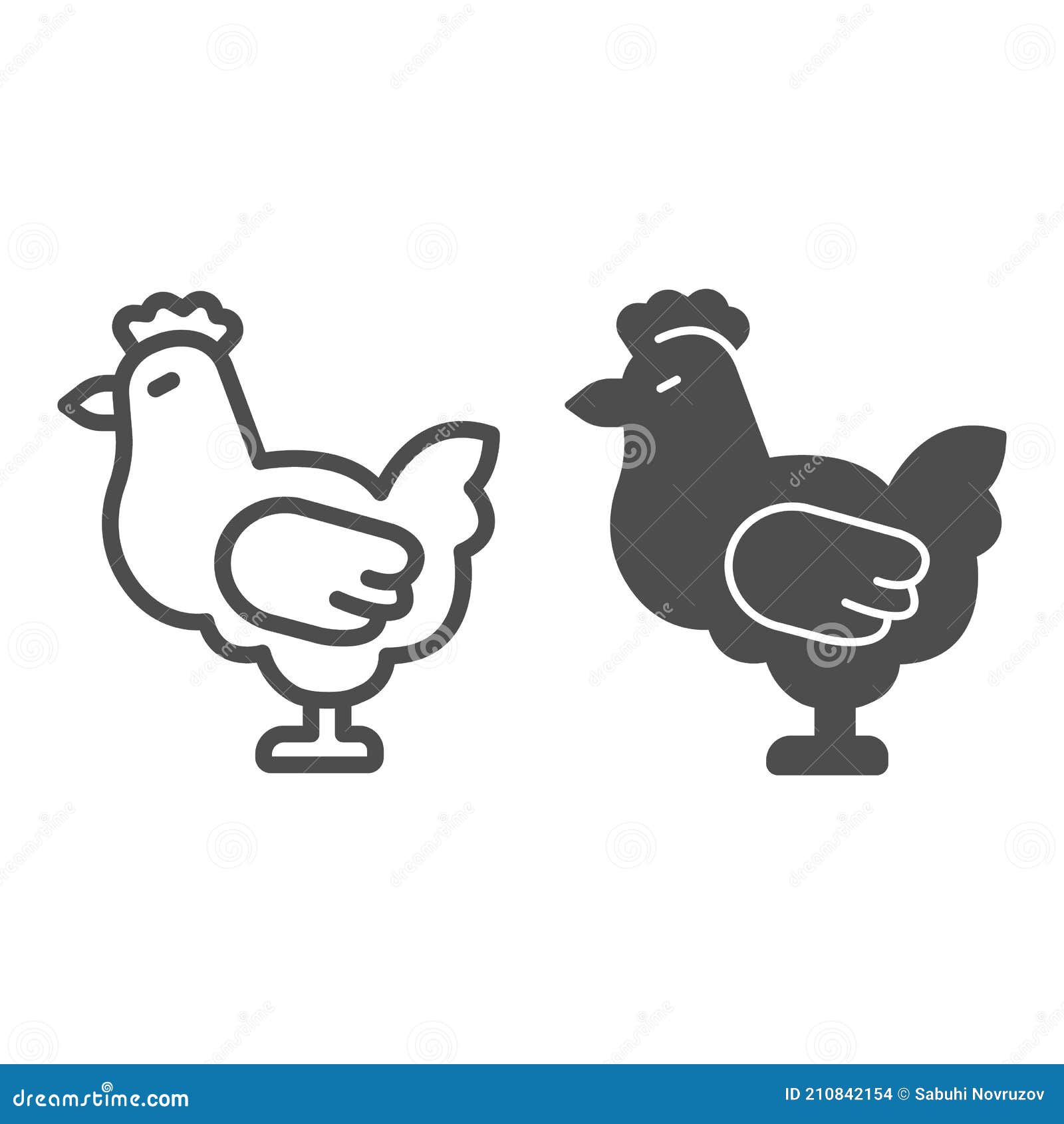 Chicken Line and Solid Icon, Domestic Animals Concept, Hen Sign on ...