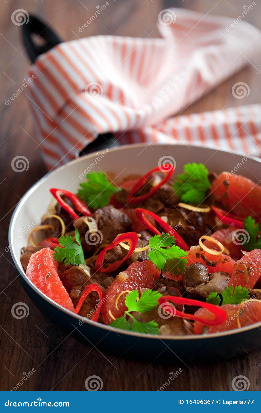 Chicken Liver with Chili and Grapefruit Stock Image - Image of chicken ...