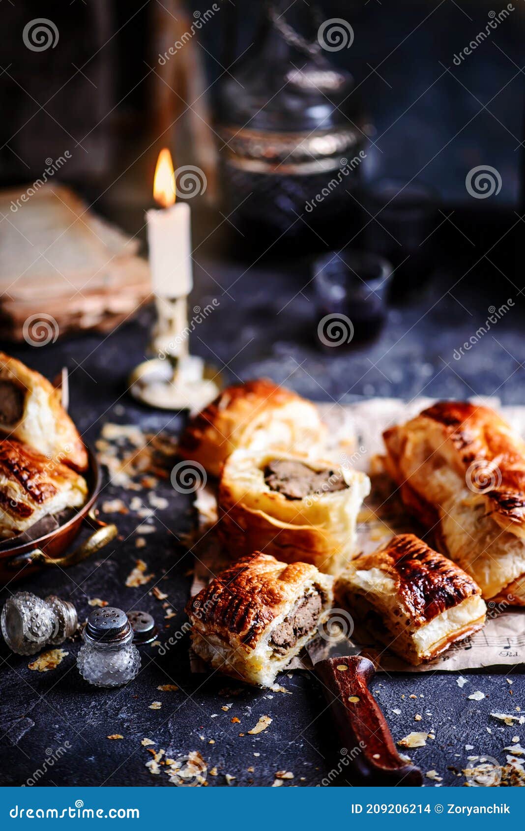 Chicken Liver Puff Pastry Hands Pie .style Rustic Stock Photo - Image ...