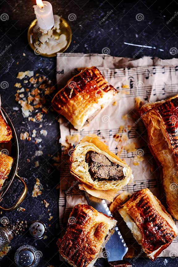 Chicken Liver Puff Pastry Hands Pie .style Rustic Stock Photo - Image ...