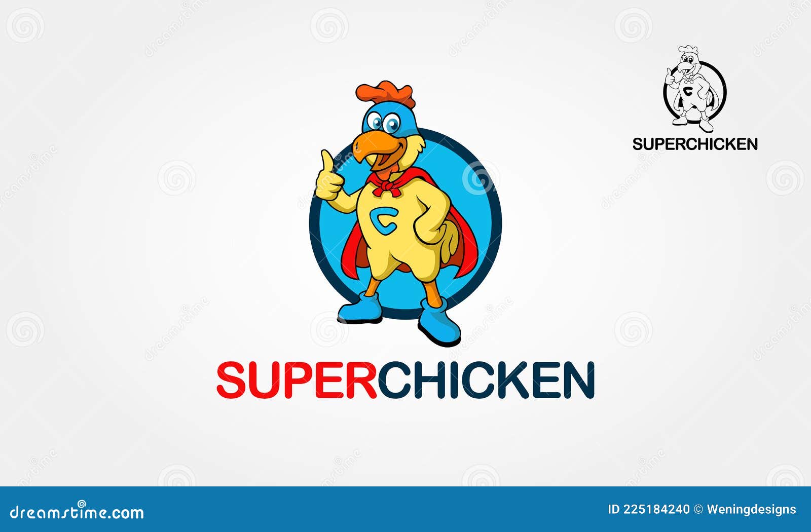 Super Chicken Logo Cartoon Character. Stock Vector - Illustration of ...
