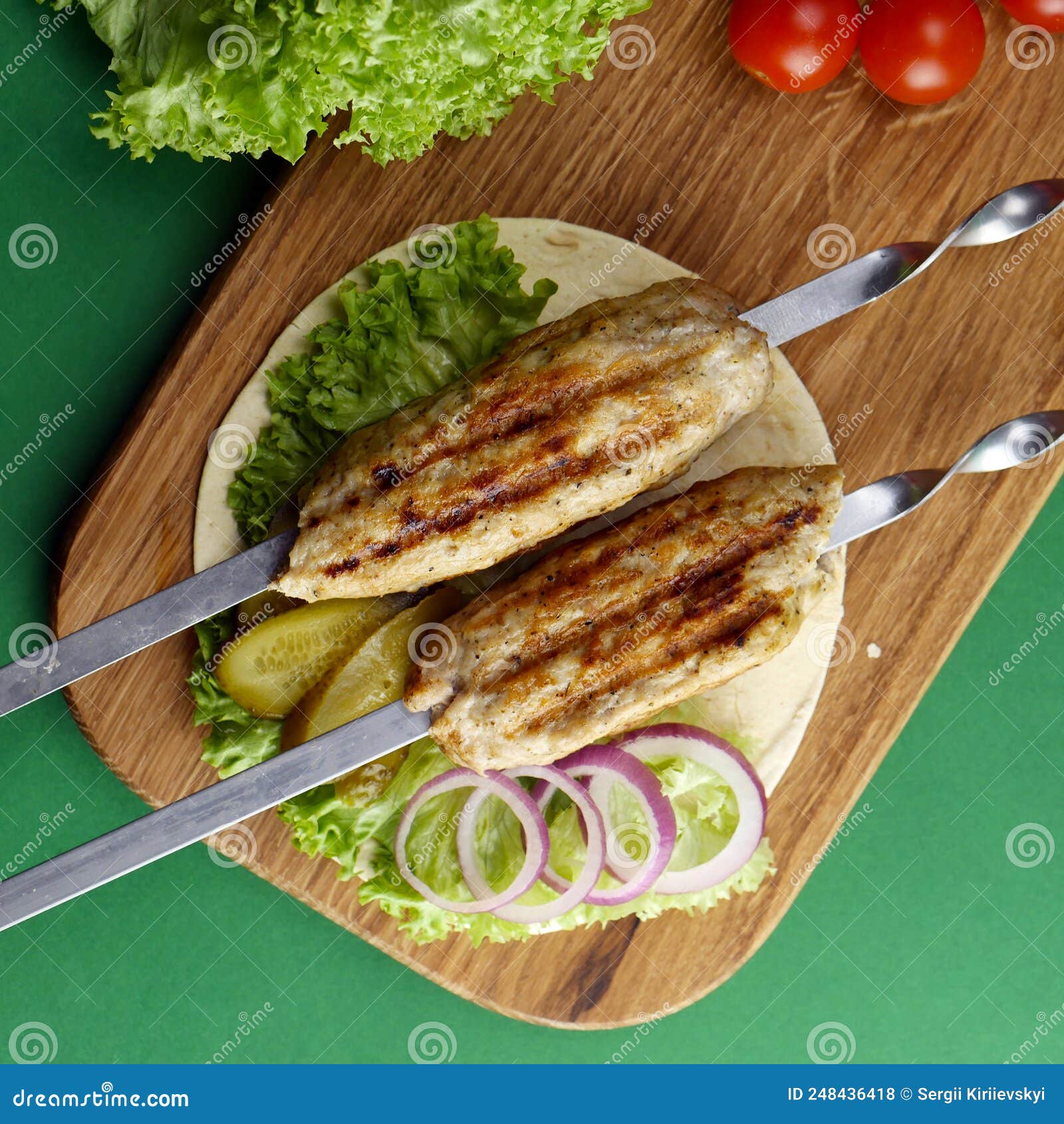 Chicken Lula Kebab on the Board Stock Photo - Image of closeup, meat ...