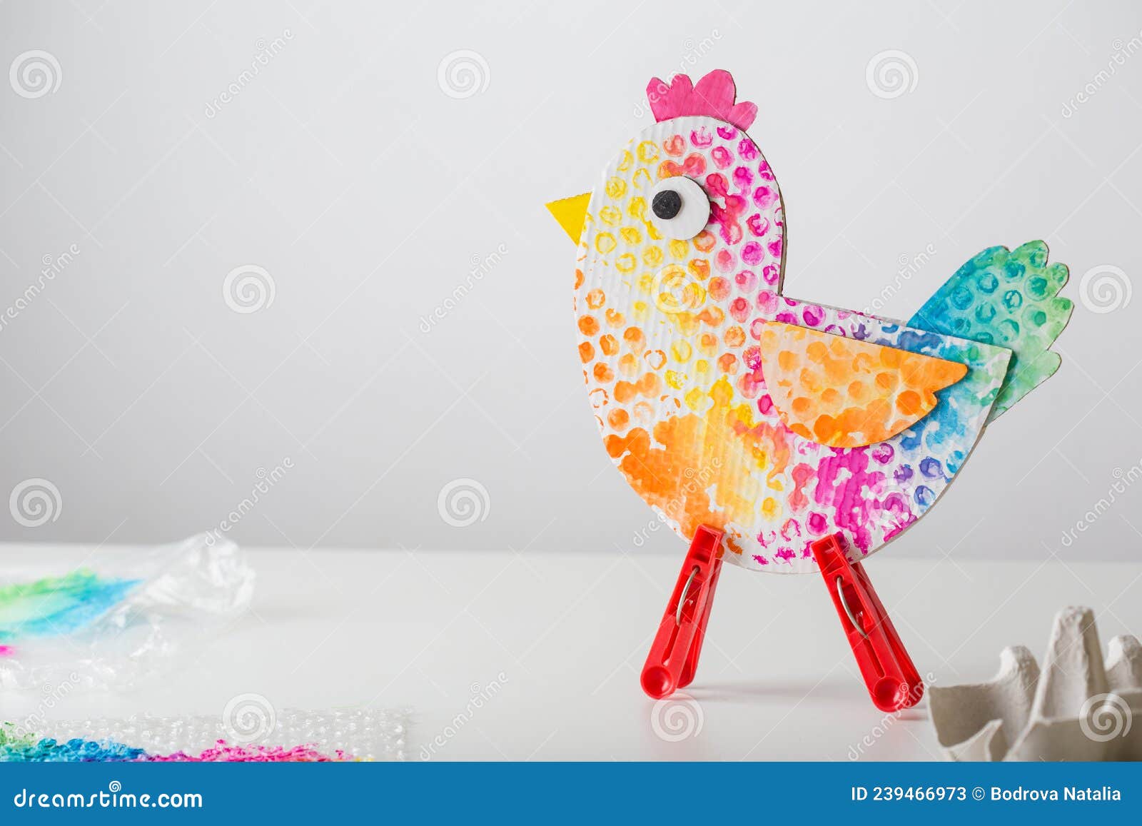 Chicken Made of Cardboard - Egg Stand. Stock Image - Image of creative ...
