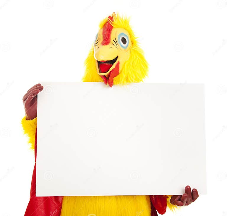 Chicken Man Holding Sign stock image. Image of gloves - 11262469