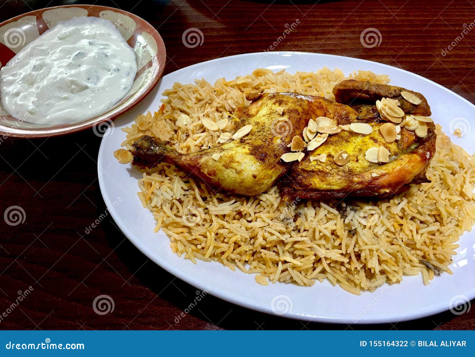 Chicken Mandi stock photo. Image of meal, chicken, raita - 155164322