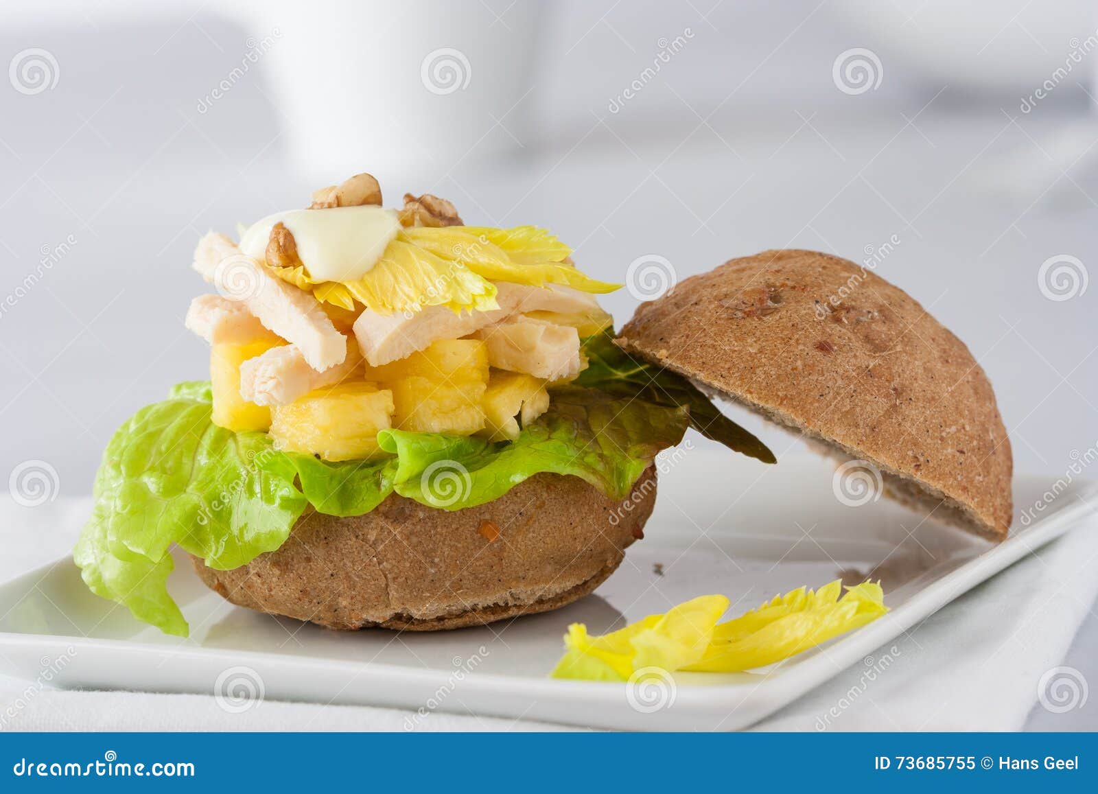 Chicken mango sandwich stock image. Image of snack, plate - 73685755