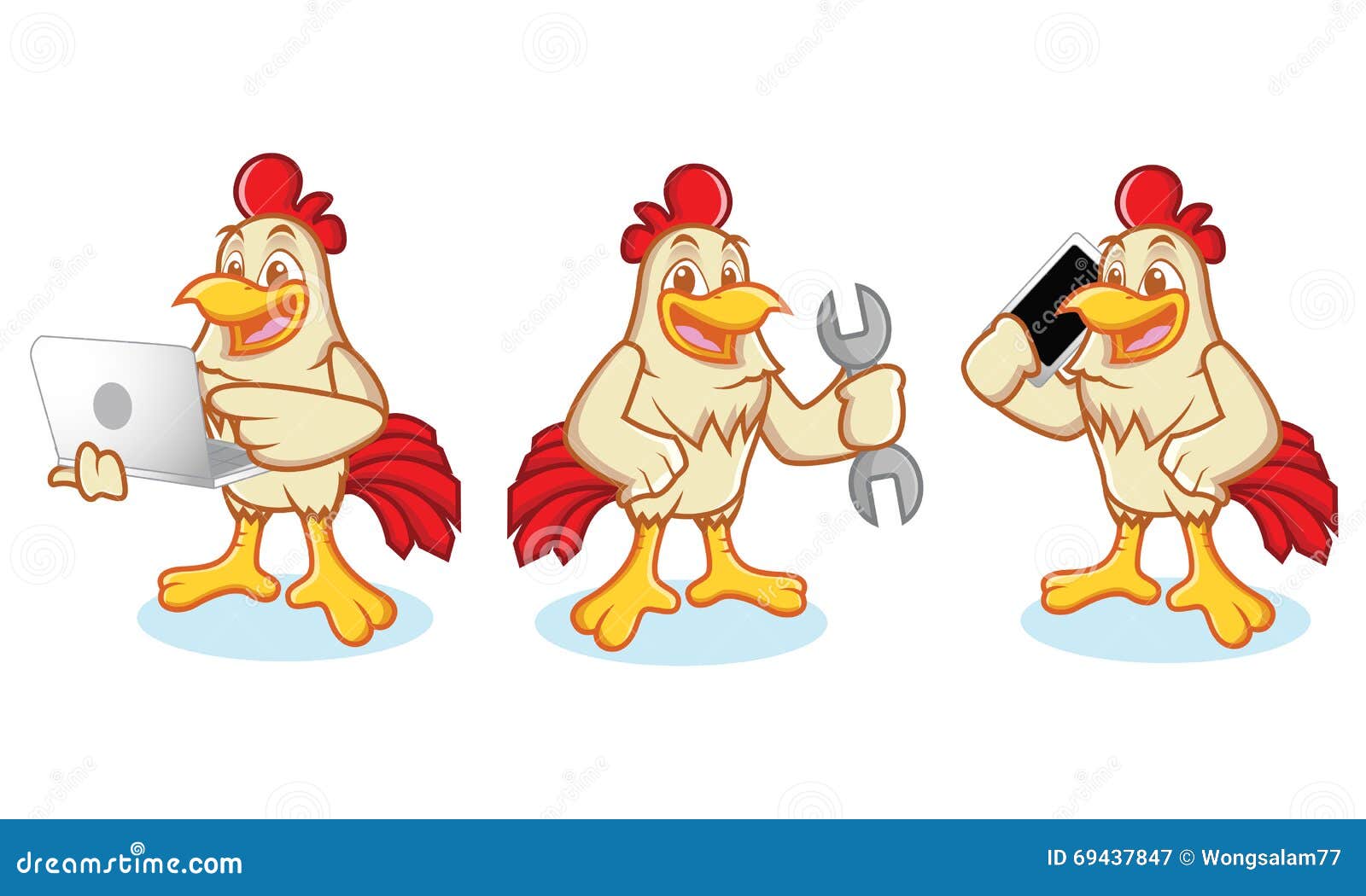 Chicken Mascot with phone stock vector. Illustration of breed - 69437847