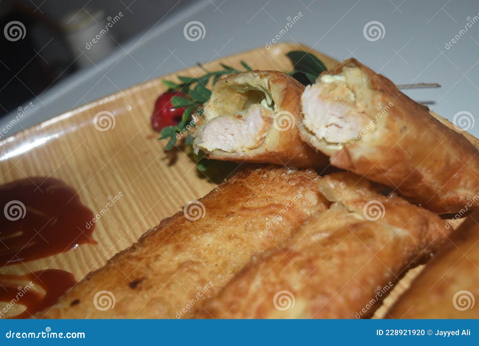 Chicken Mayo Garlic Fry Roll Stock Photo - Image of curry, snack: 228921920