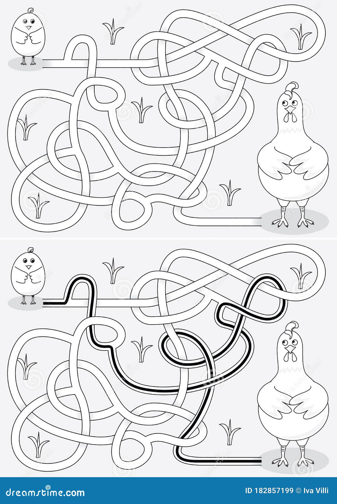 Chicken maze stock vector. Illustration of cartoon, drawing - 182857199
