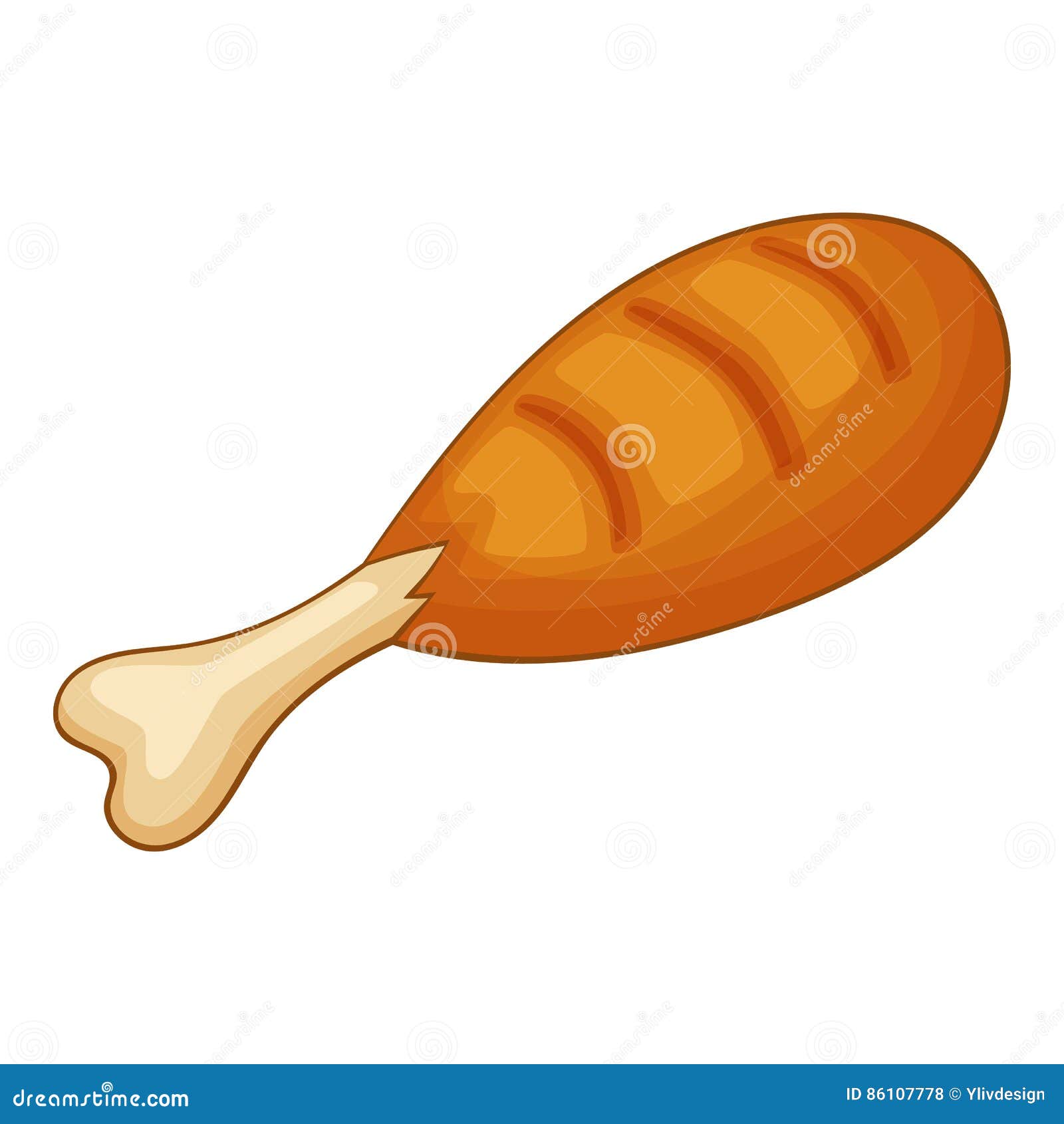 Chicken Meat On The Bone Icon, Cartoon Style Vector Illustration ...