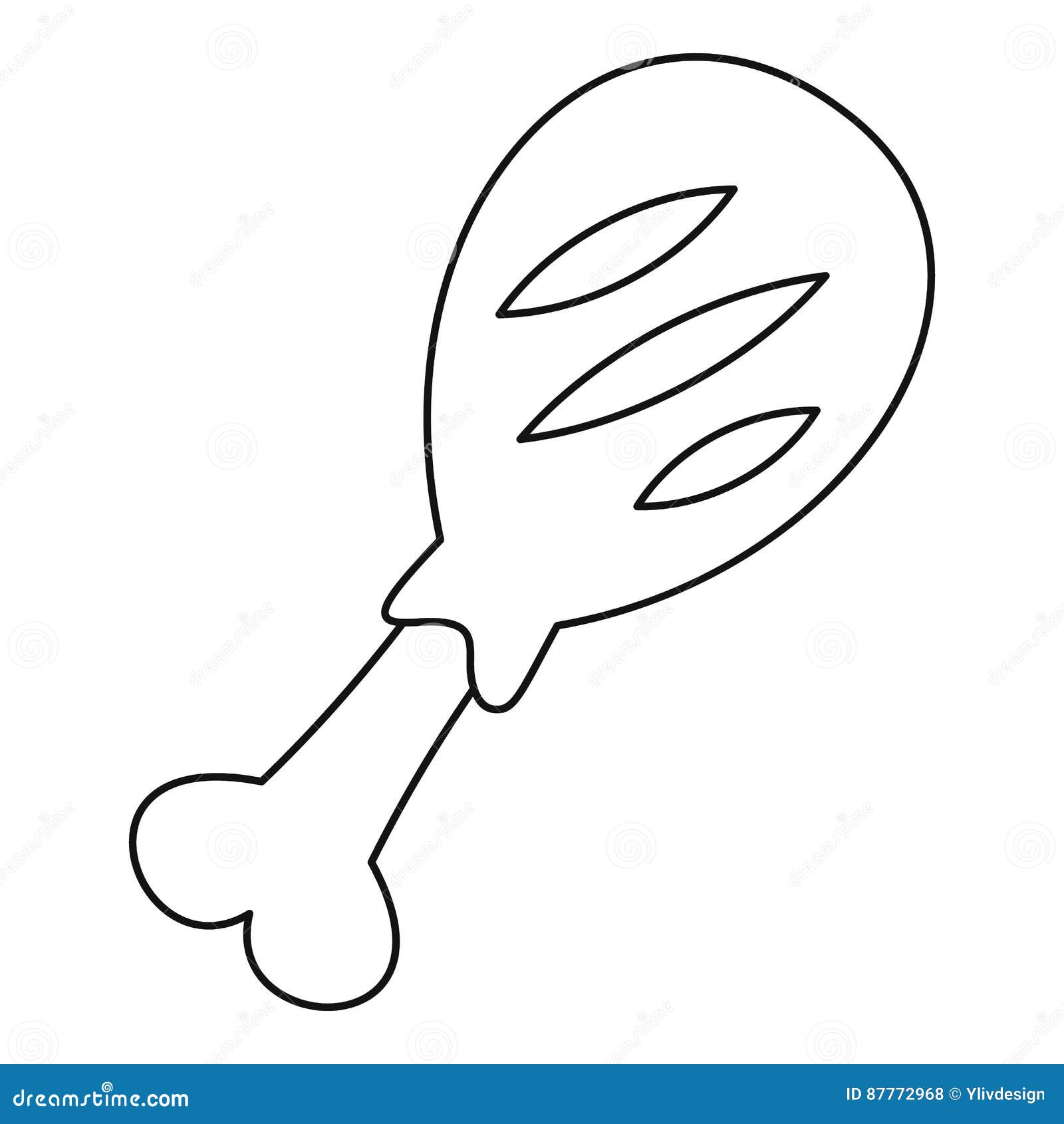 Chicken Meat on the Bone Icon, Outline Style Stock Vector ...