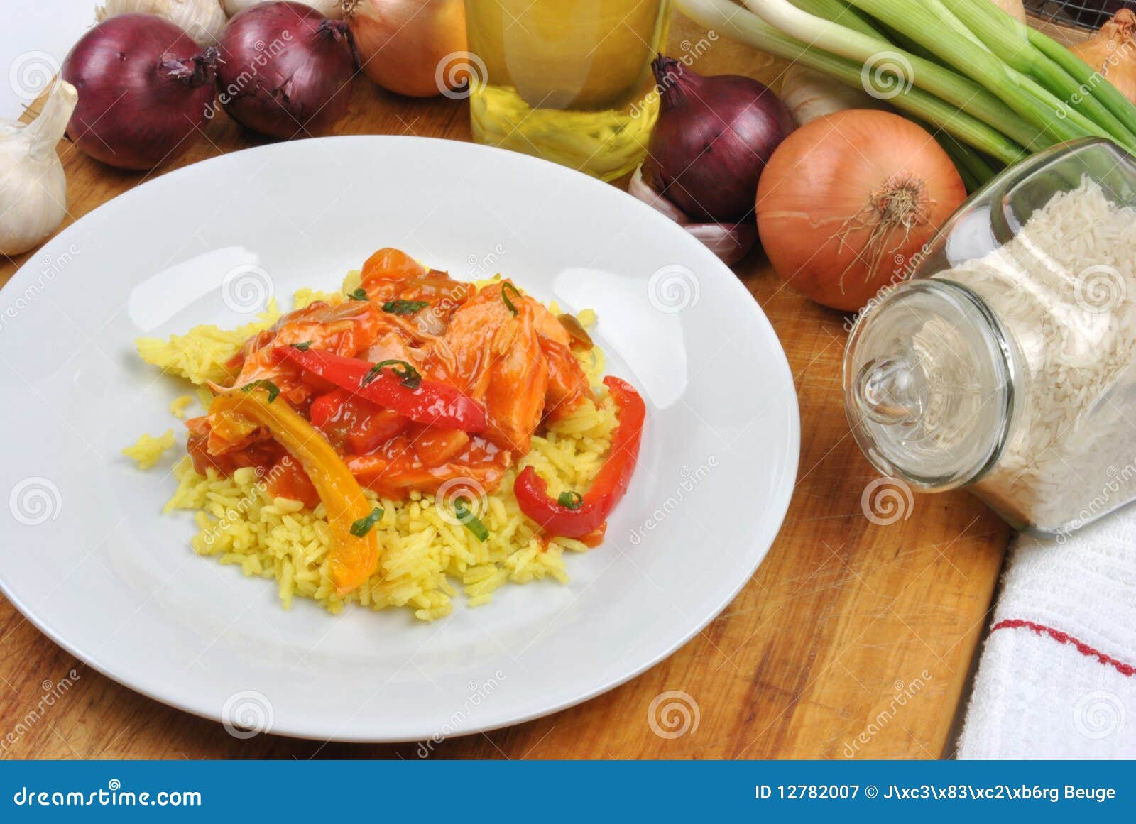Chicken Meat with Curry Rice Stock Image - Image of delicious ...