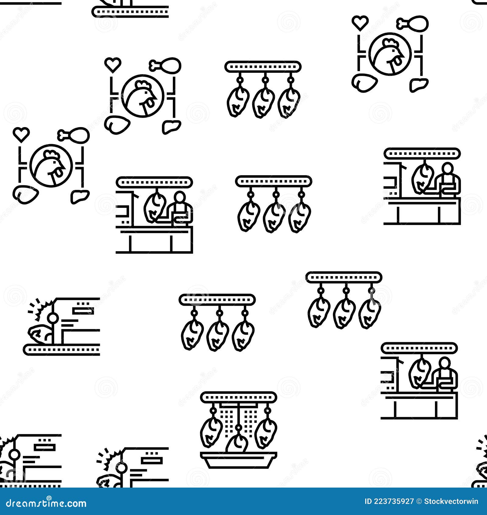Chicken Meat Factory Vector Seamless Pattern Stock Vector ...