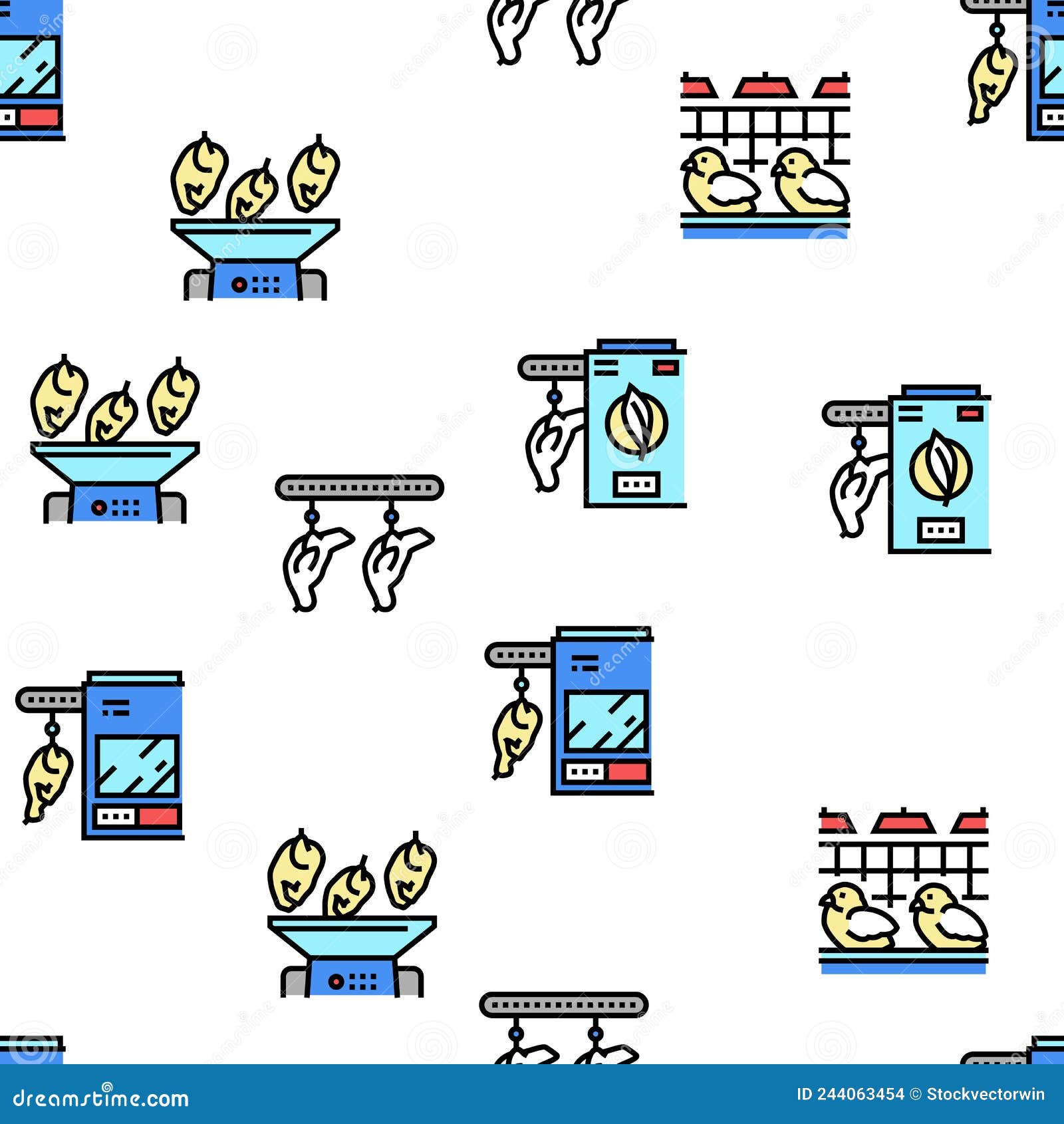 Chicken Meat Factory Vector Seamless Pattern Stock Vector ...