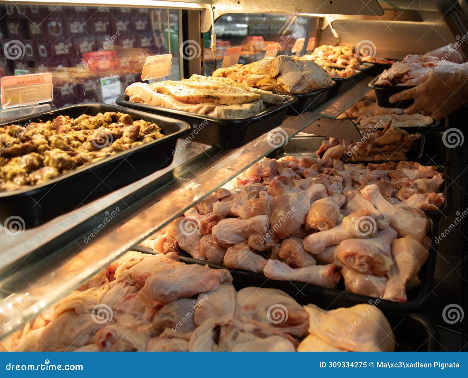 Chicken Meat in the Market Window Stock Image - Image of chicken, store ...