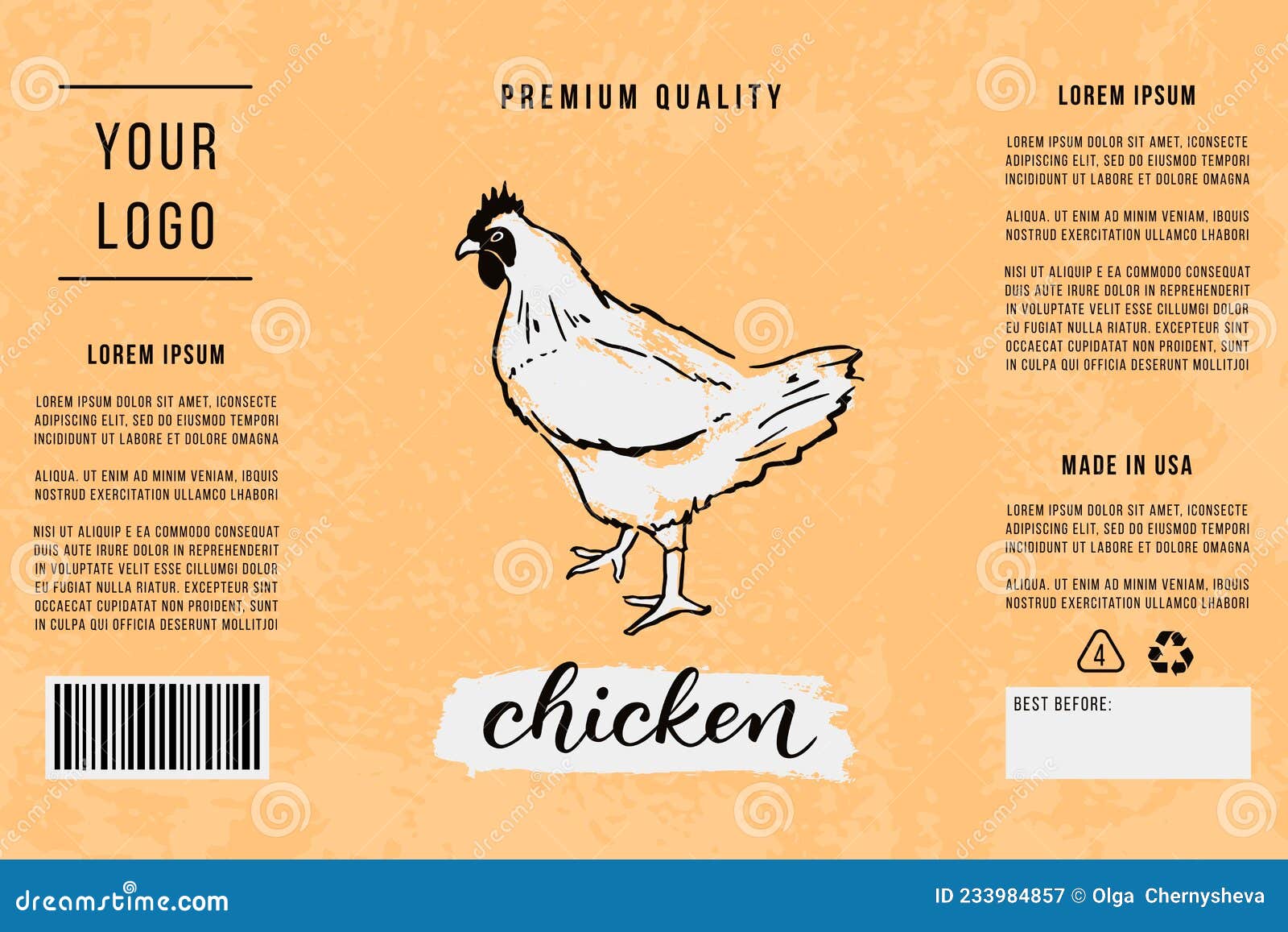 Chicken Meat Packaging Design. Vector Poultry Meat Label Stock Vector ...