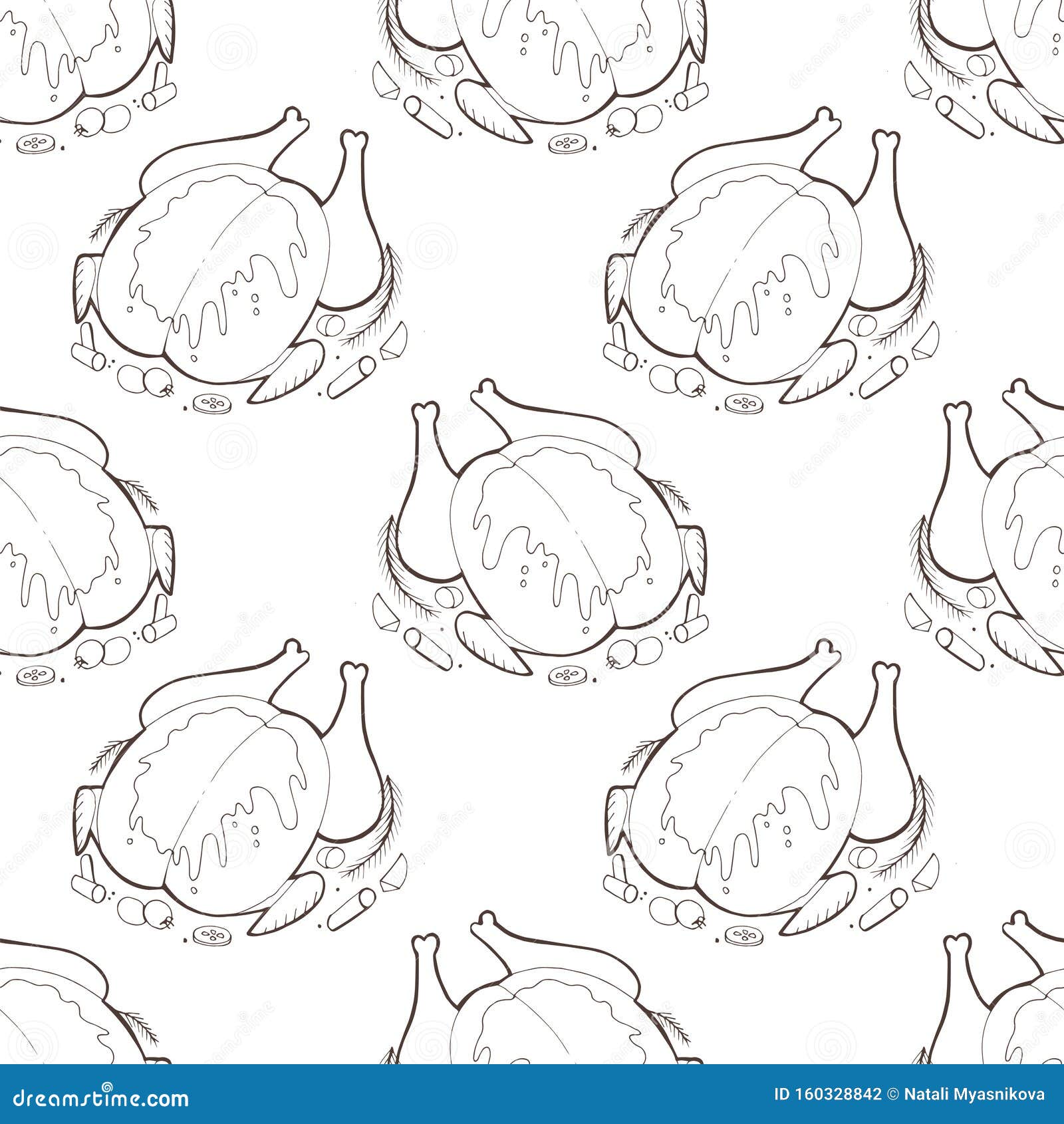 Chicken Meat Pattern Vector, Doodle Art. Whole Fried Chicken Turkey ... Chicken Meat Pattern Vector, Doodle Art. Whole Fried Chicken Turkey ...