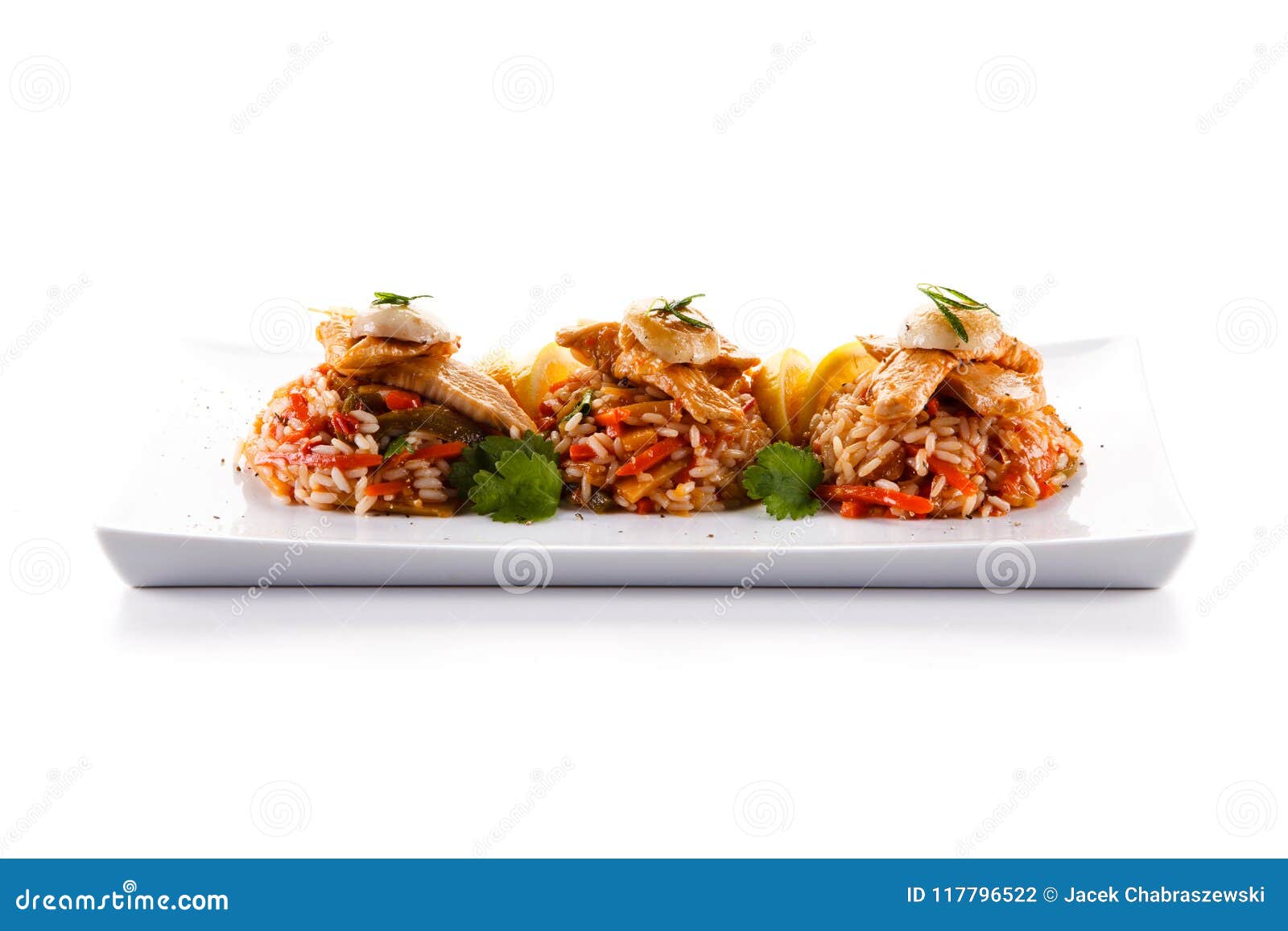 Chicken meat with rice stock photo. Image of asian, appetizer - 117796522