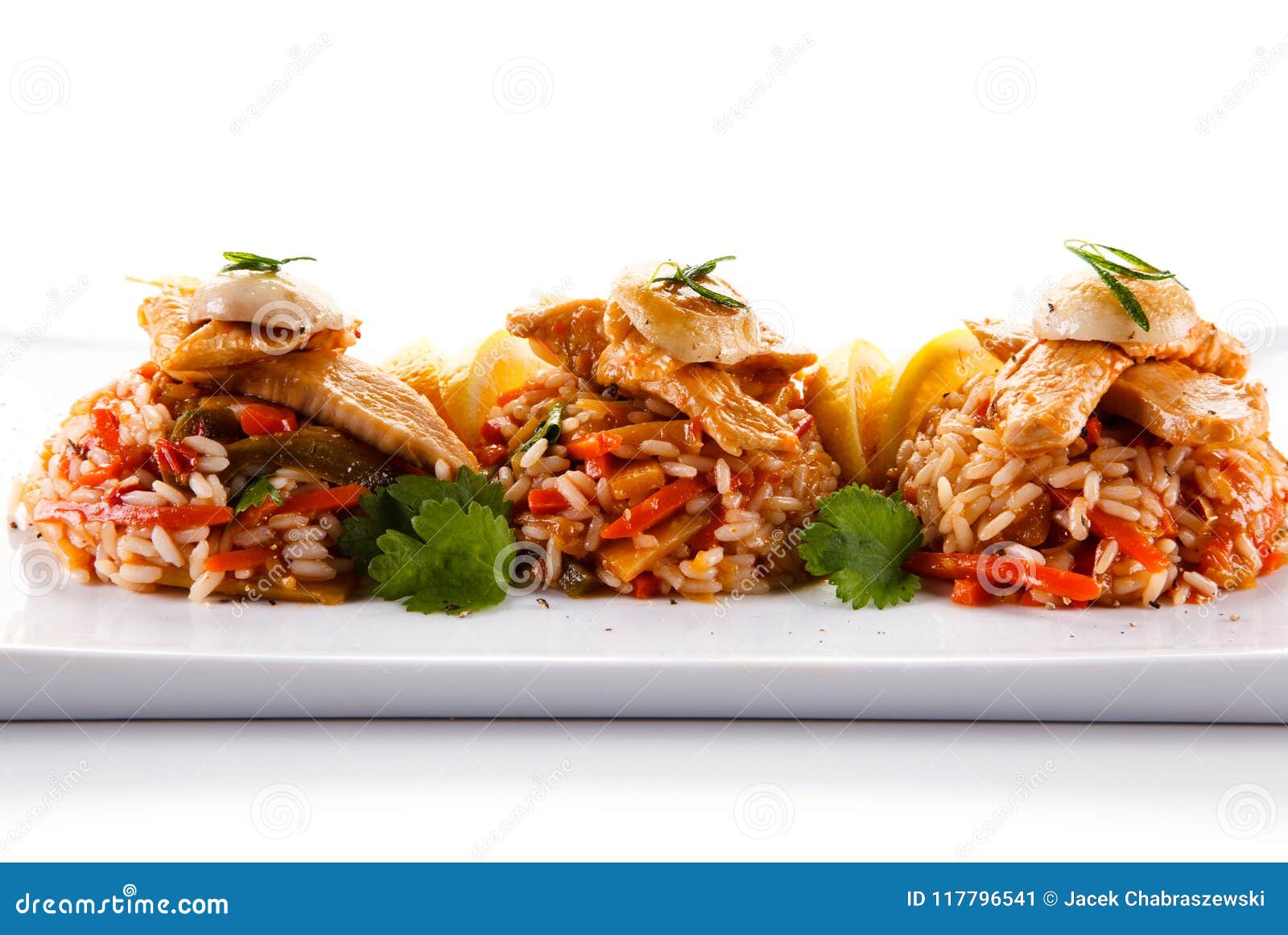 Chicken meat with rice stock image. Image of pork, barbecued - 117796541