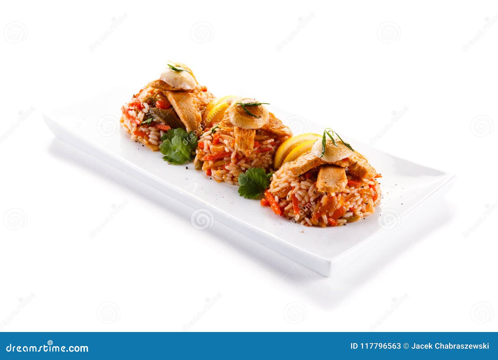Chicken meat with rice stock image. Image of grill, lunch - 117796563
