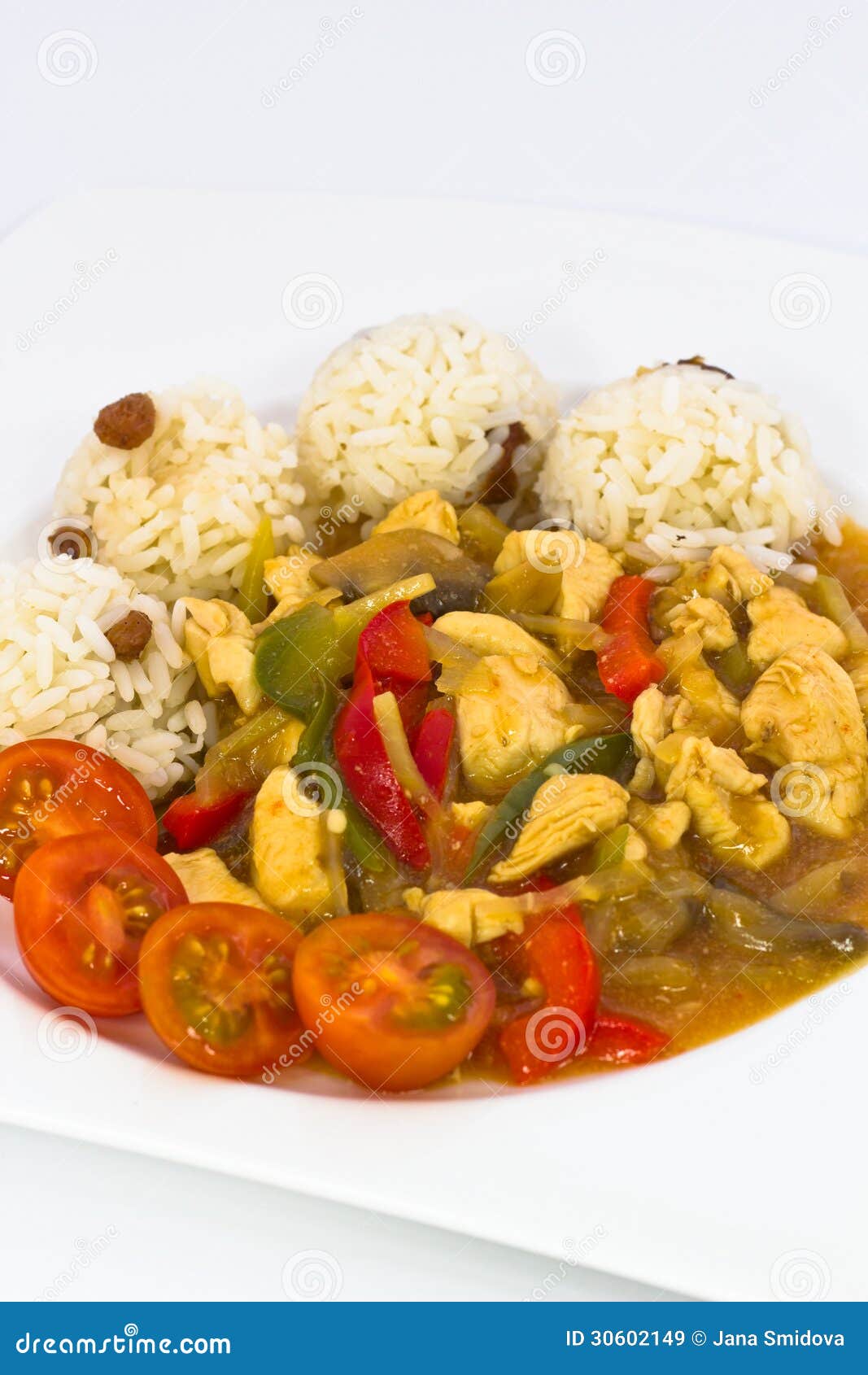 Chicken meat with rice stock image. Image of healthy - 30602149