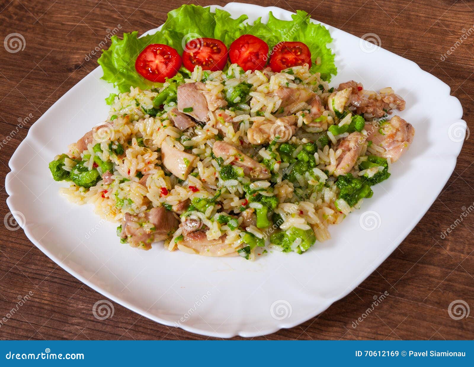 Chicken Meat with Rice and Vegetables Stock Image - Image of chicken ...