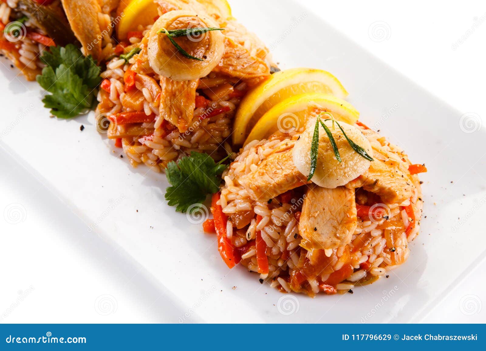 Chicken meat with rice stock image. Image of meal, background - 117796629