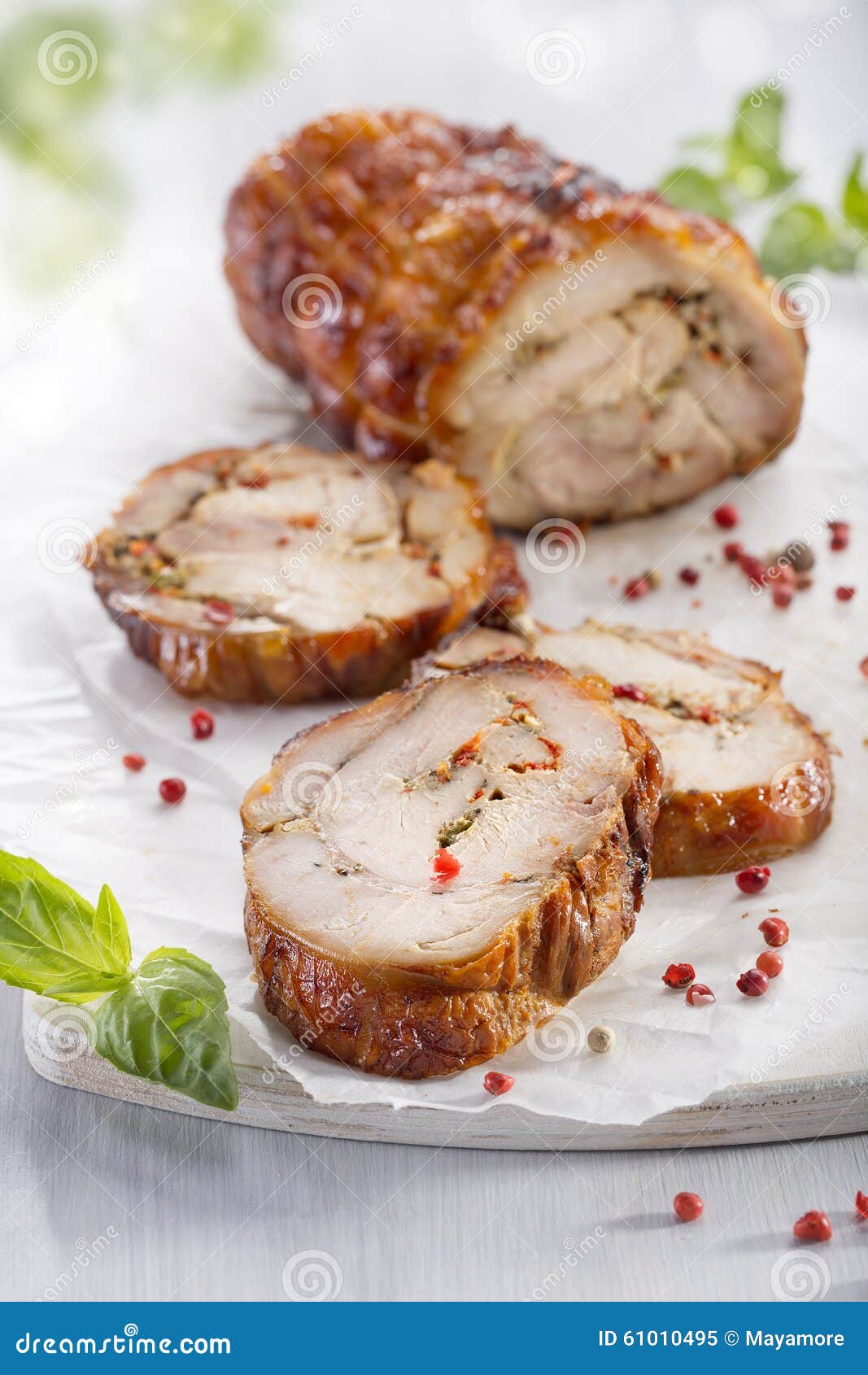Chicken meat roll stock image. Image of nuts, preparation - 61010495