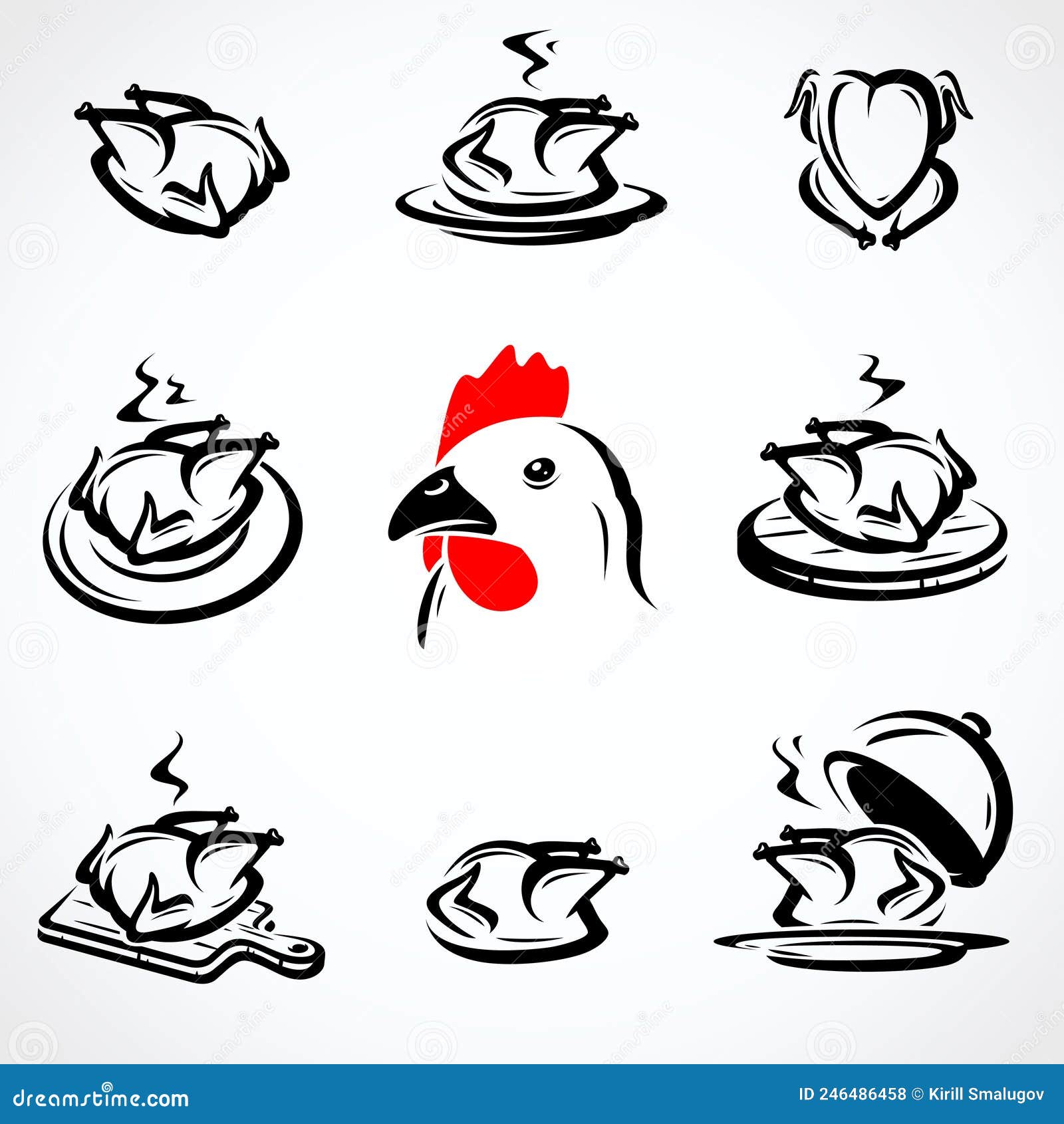 Chicken Meat Set. Collection Icon Chicken Meat Stock Vector ...