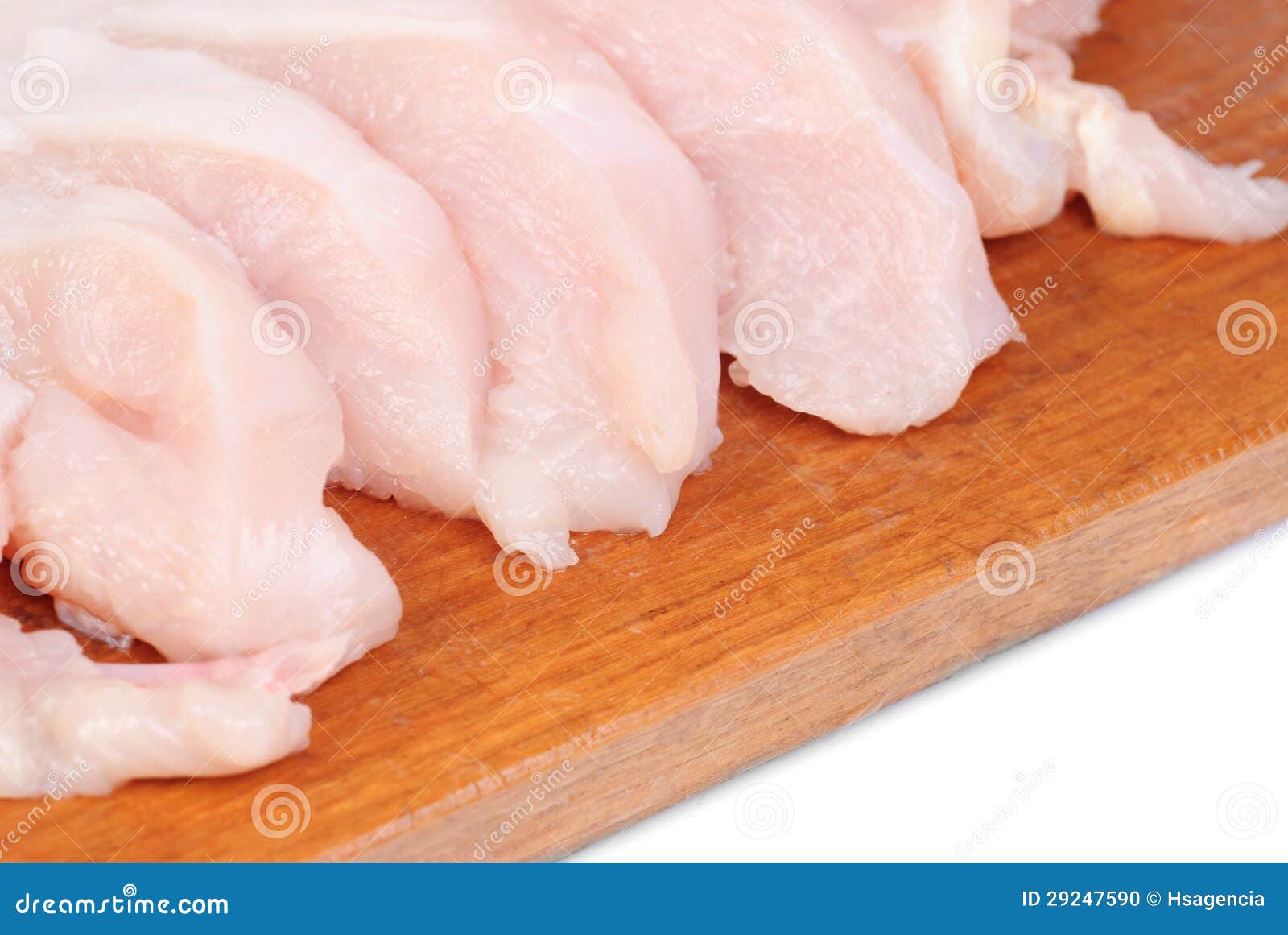 Chicken Meat Sliced on Cutting Board Isolated on White Background Stock ...