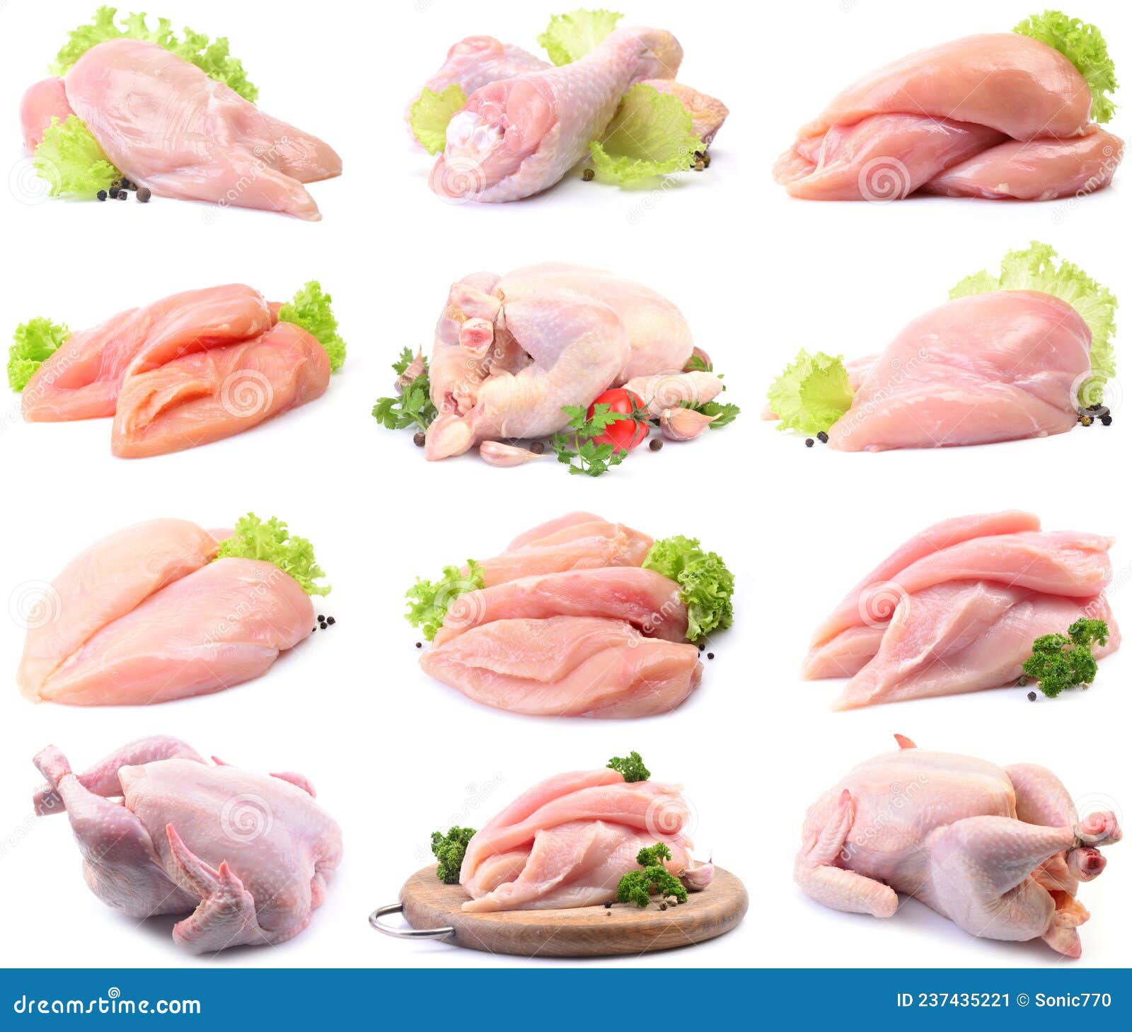 Chicken Meat on White Background Stock Image - Image of cooking, food ...