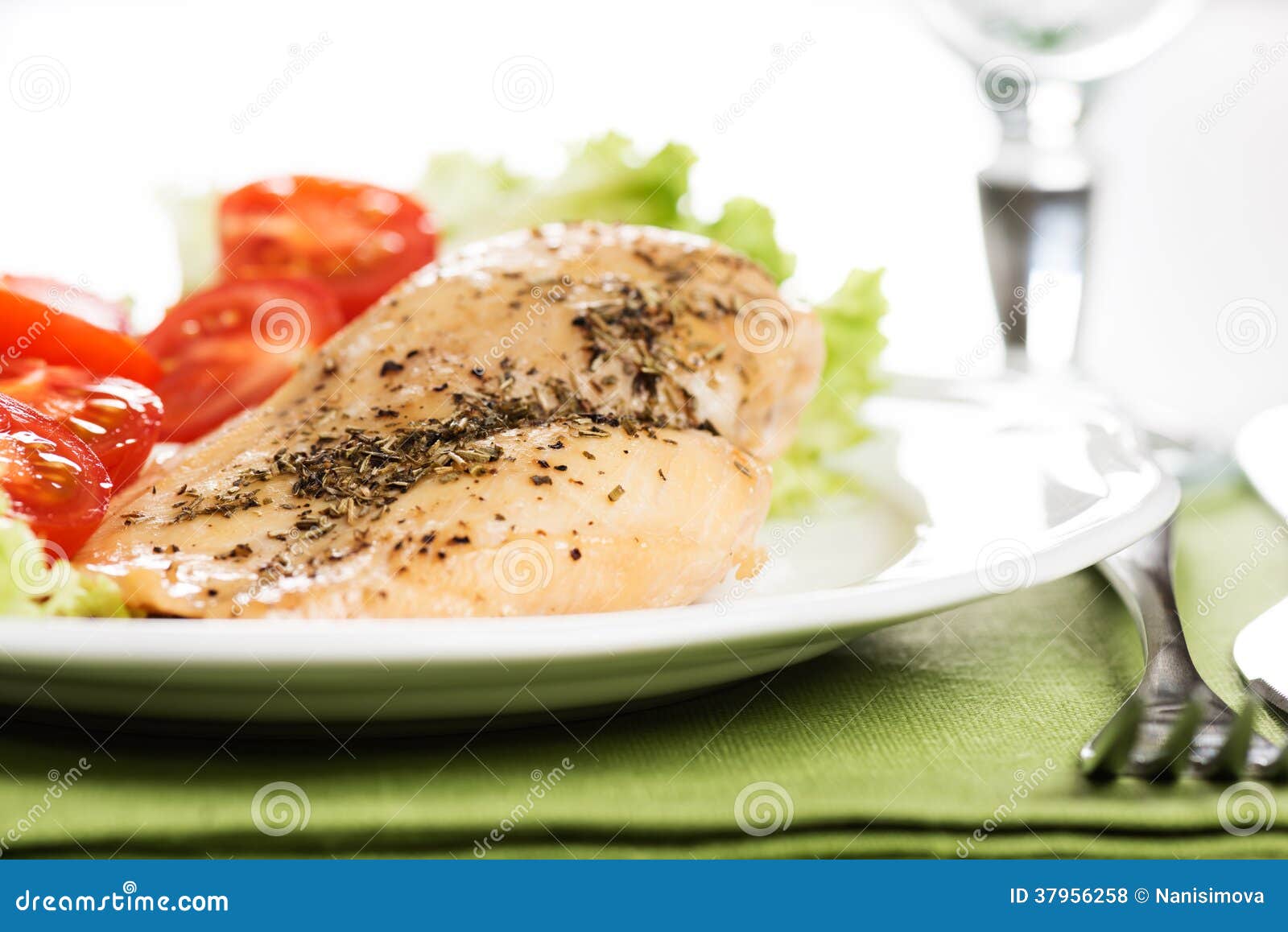 Chicken Meet on Plate Horizontal Stock Photo - Image of cuisine, fried ...