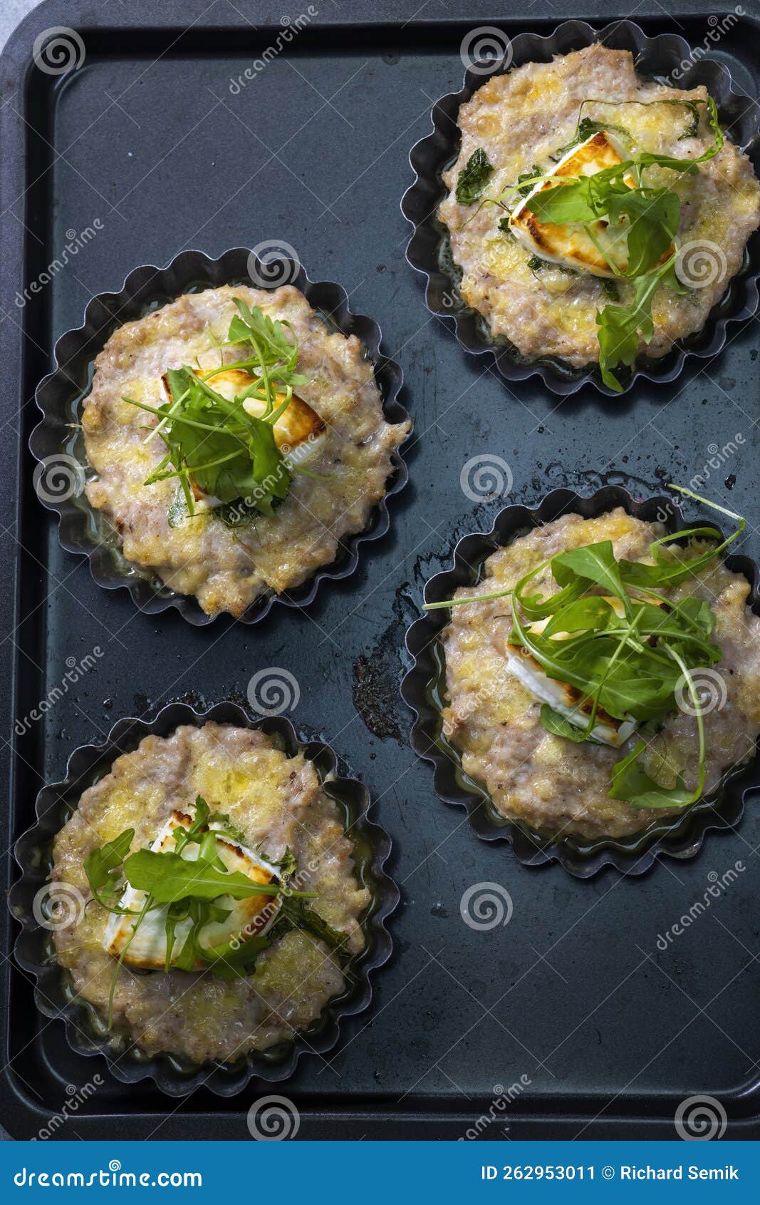 Chicken Minced Meat Baked with Goat Cheese Stock Image - Image of ...