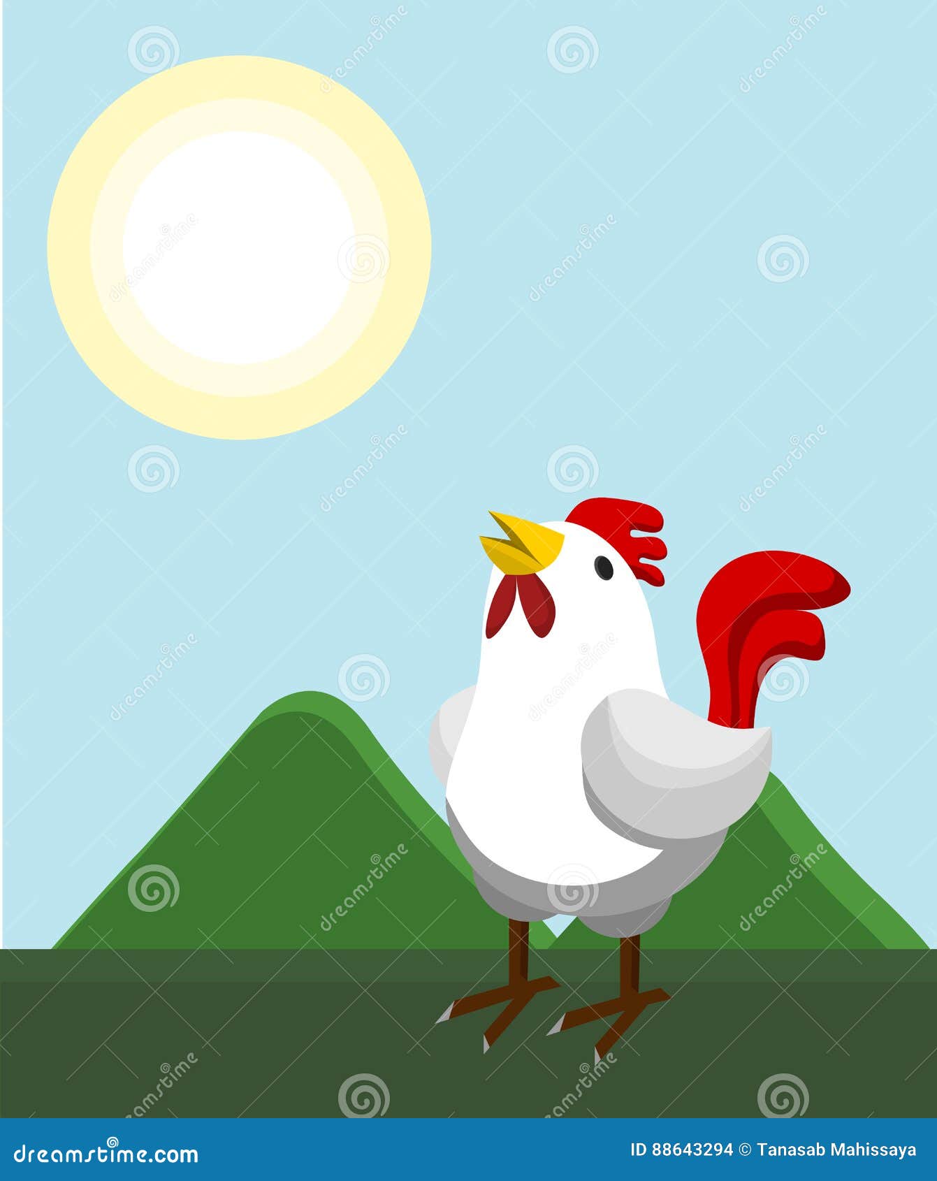 Chicken in the morning. stock illustration. Illustration of farm - 88643294