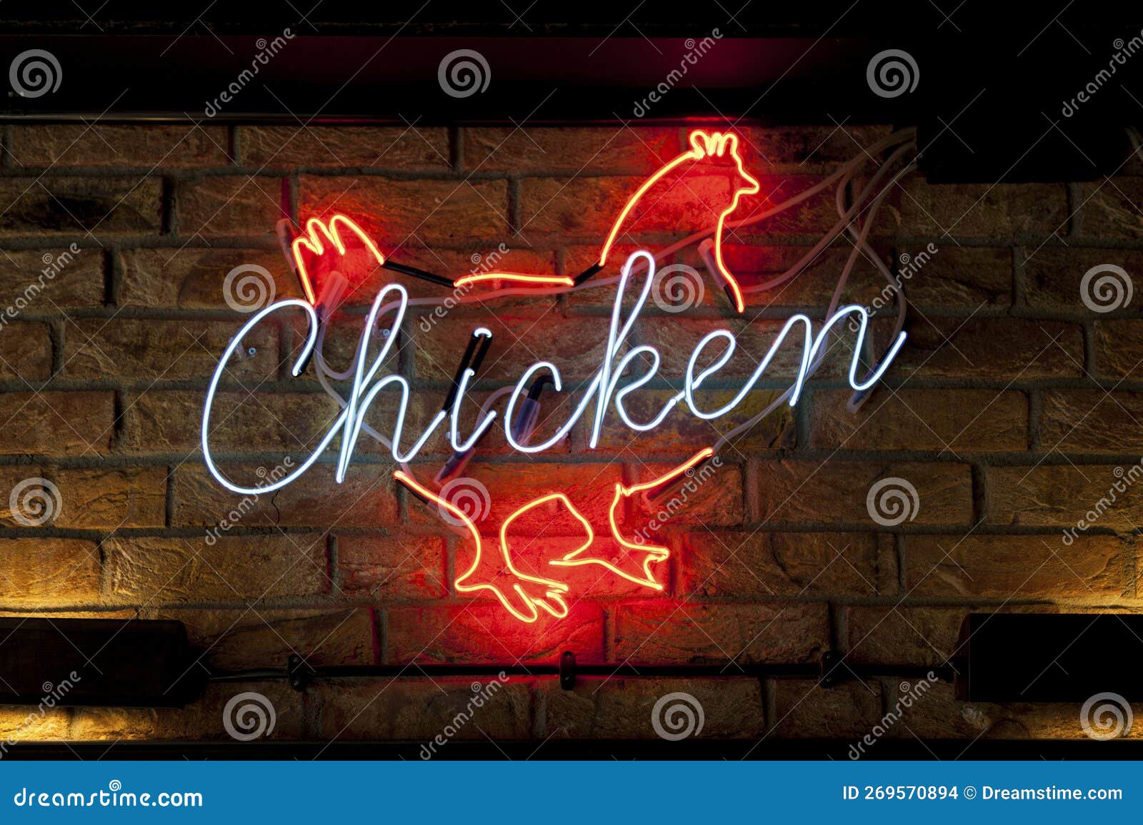 Chicken - Neon light stock photo. Image of closeup, poultry - 269570894