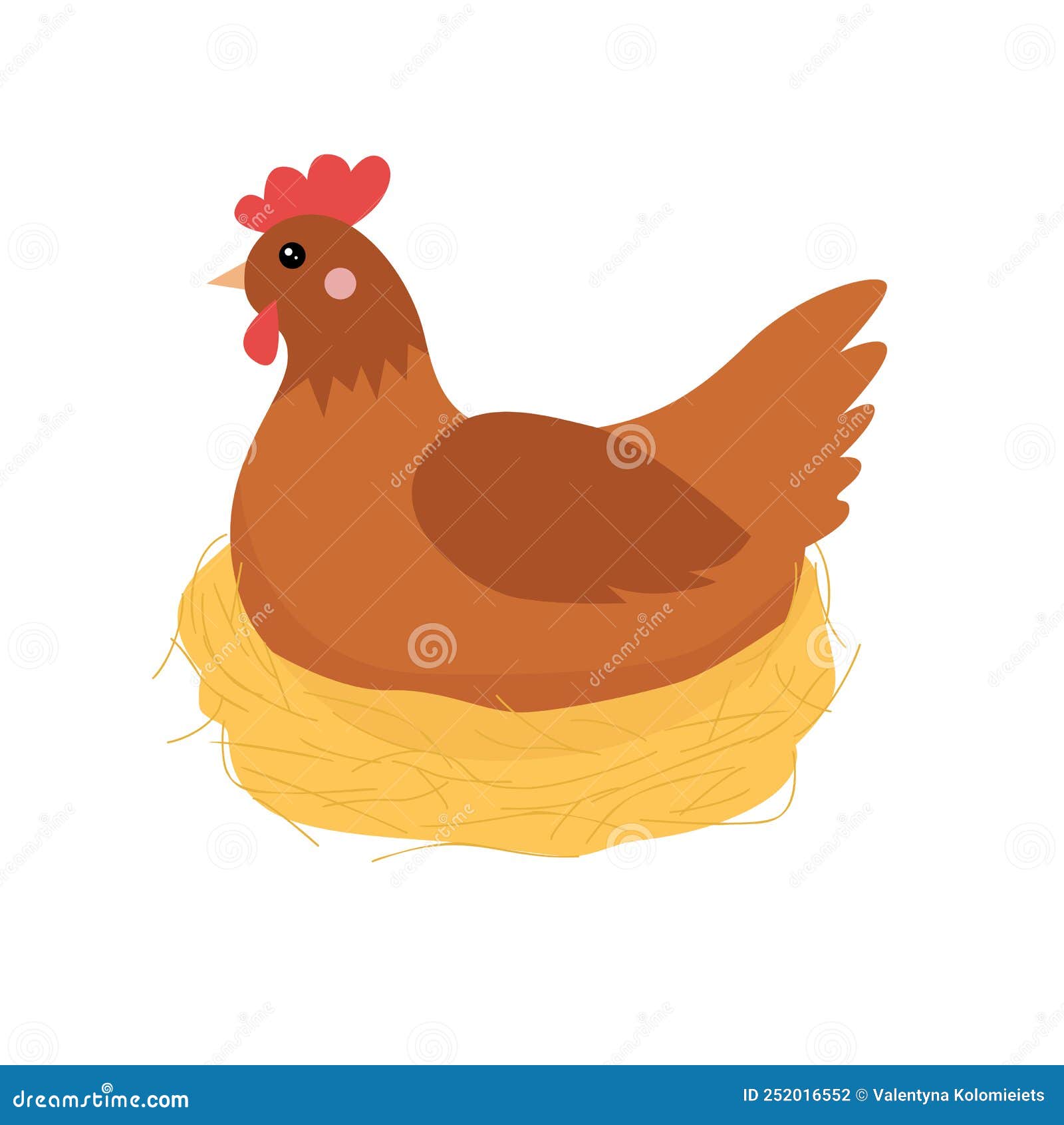 Chicken in the Nest. Cartoon Vector Illustration Stock Vector ...
