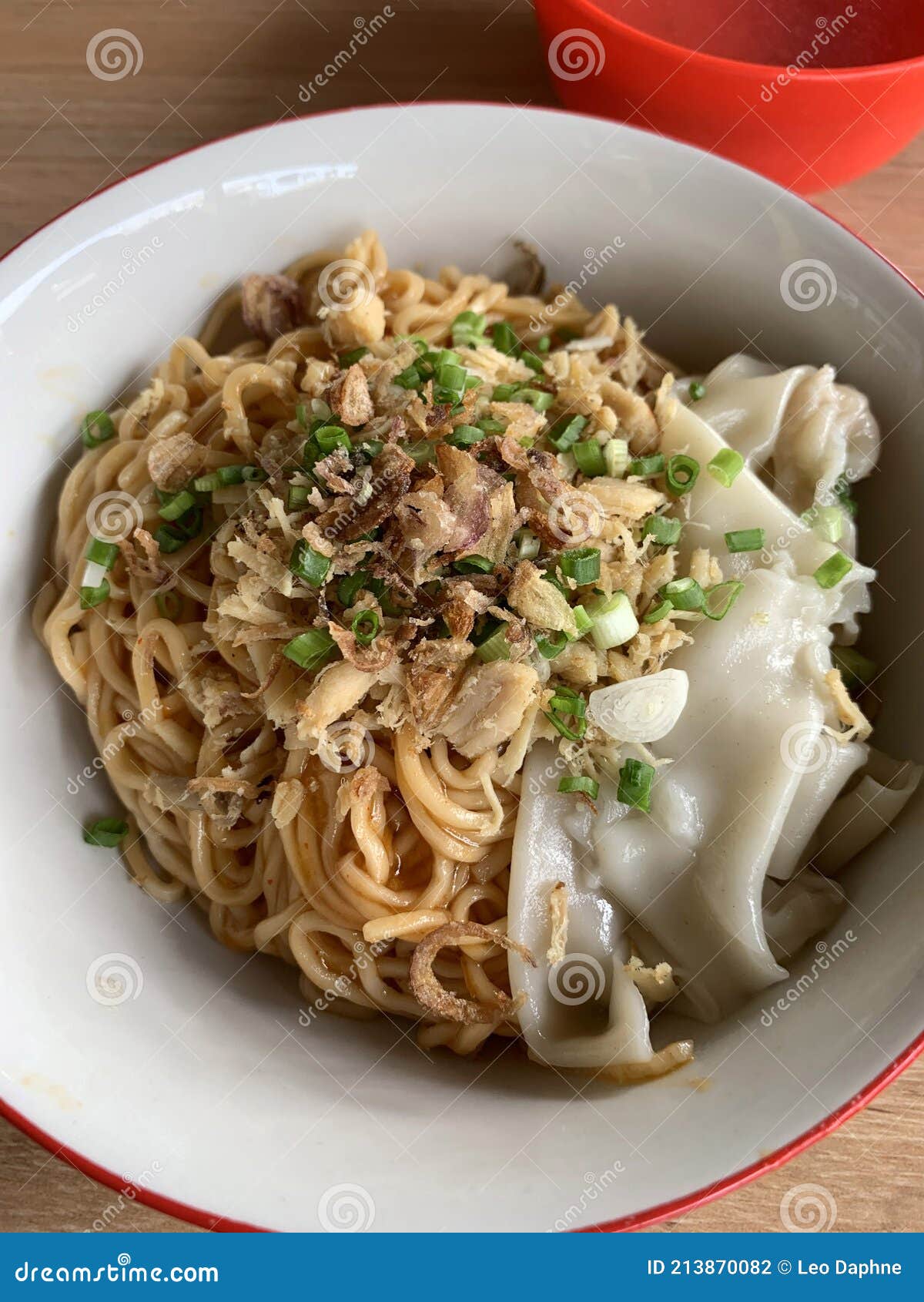 Chicken Noodle or Mi Ayam with Wonton Stock Photo - Image of dente ...
