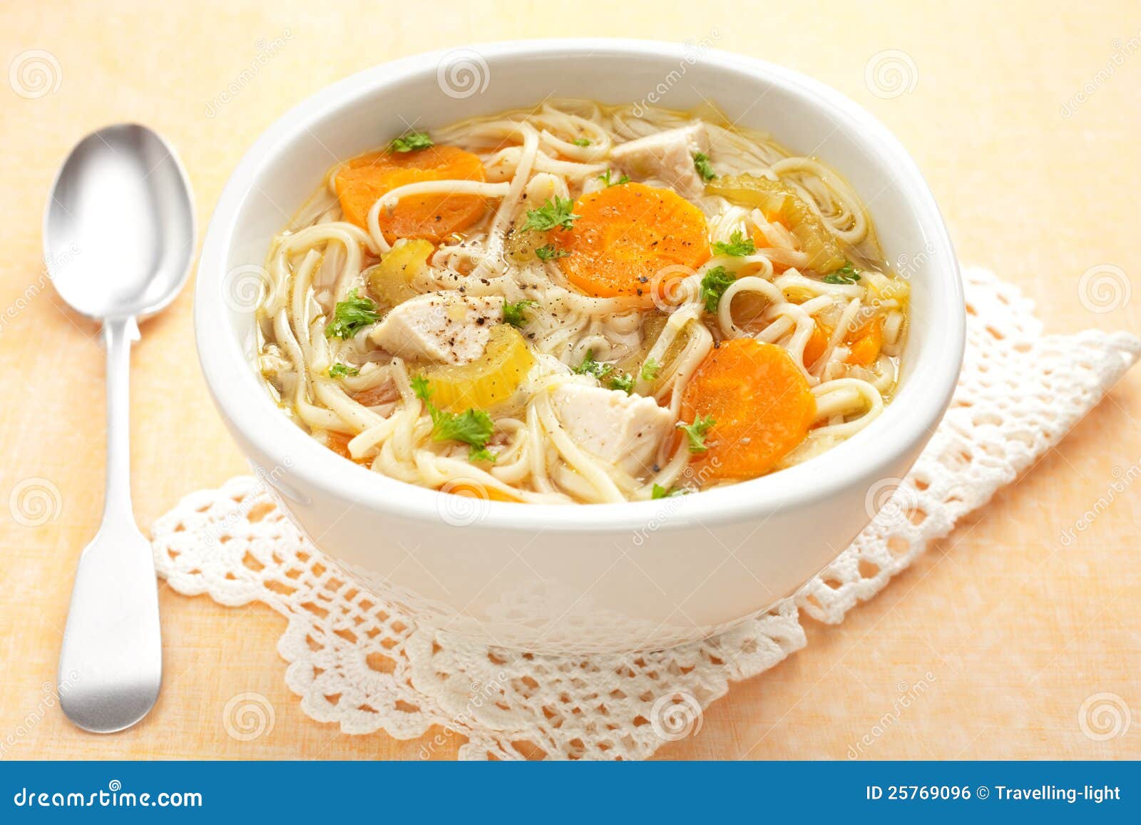 Chicken Noodle Soup Horizontal Stock Photo - Image of coloured ...