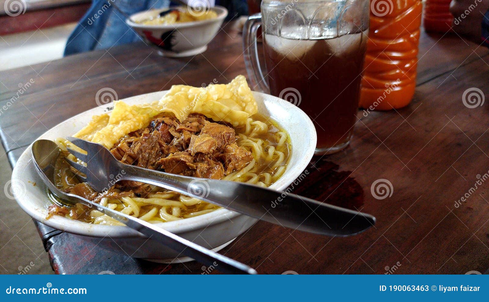 Chicken Noodles and Iced Tea Stock Image - Image of boost, chicken ...