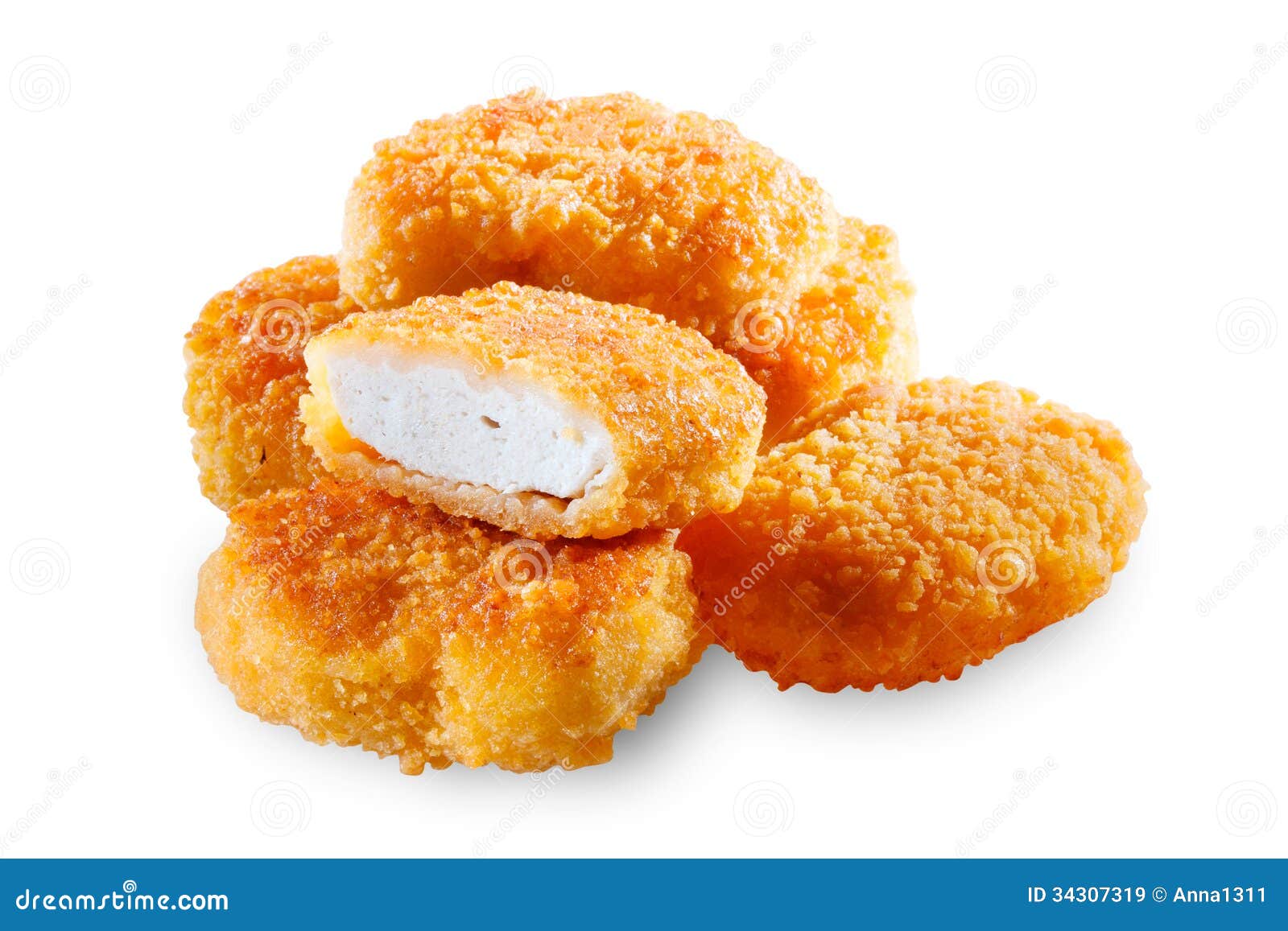 Chicken Nugets Isolated. with Clipping Path Stock Image - Image of meat ...