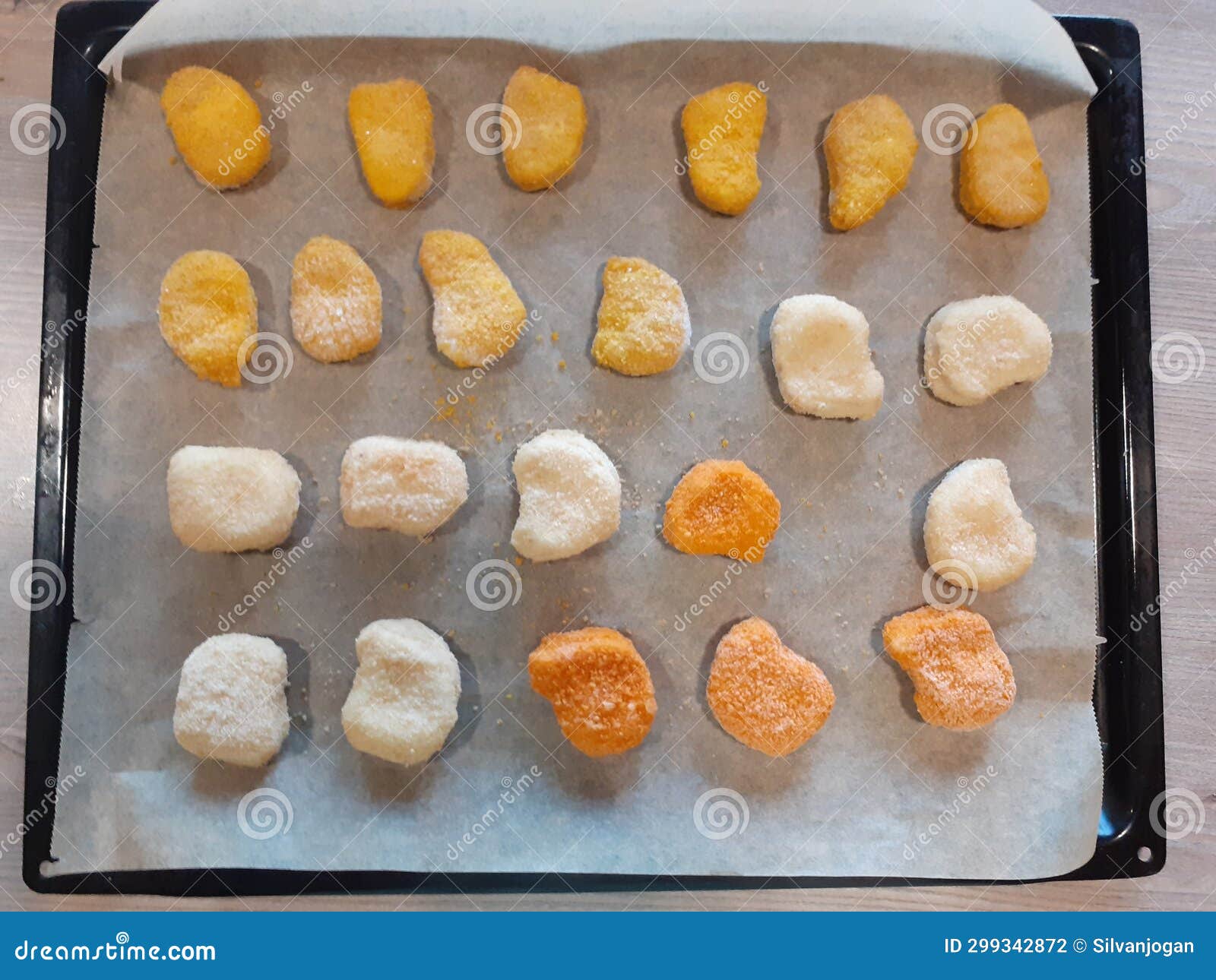 Chicken Nugget Different Colours from Different Producers Stock Photo ...