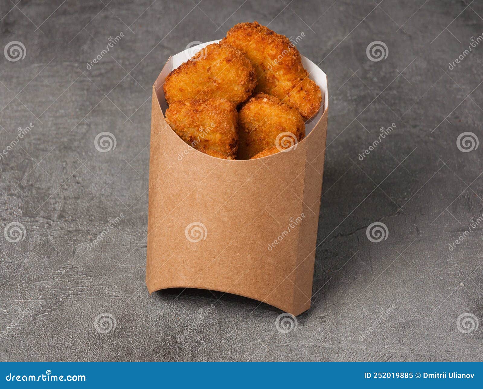 Chicken Nuggets in Craft Packaging. Close-up Stock Image - Image of ...