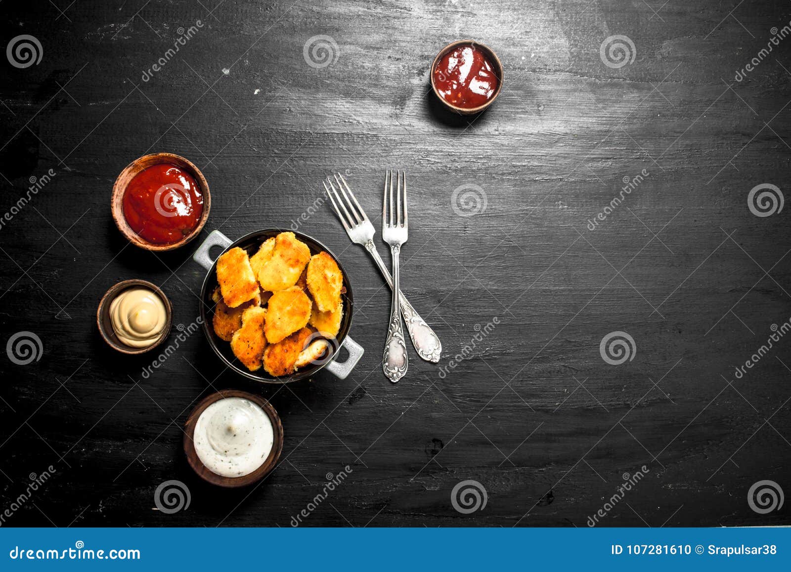 Chicken Nuggets with Different Sauces. Stock Photo - Image of group ...